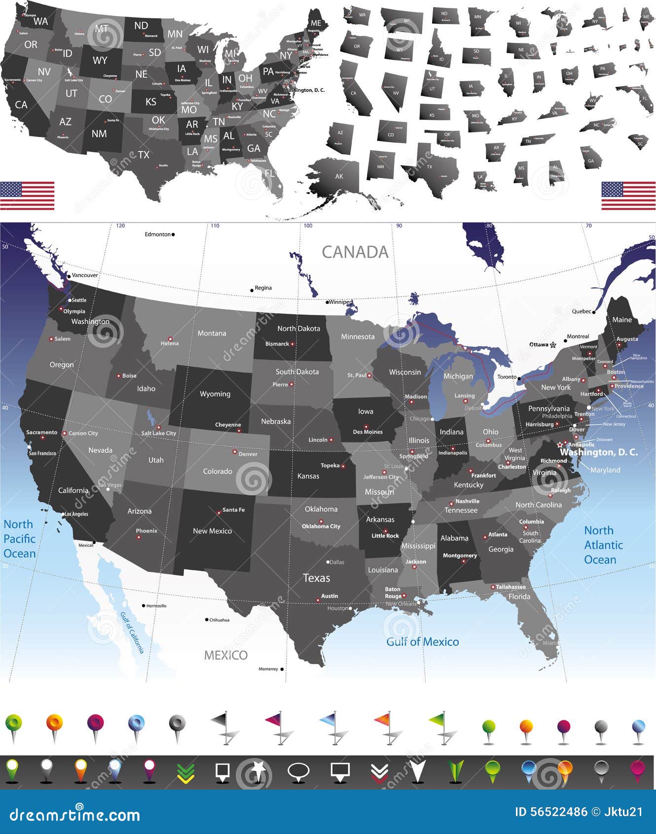 Mapa Del Vector De Estados Unidos Ilustración del Vector - Ilustración ...