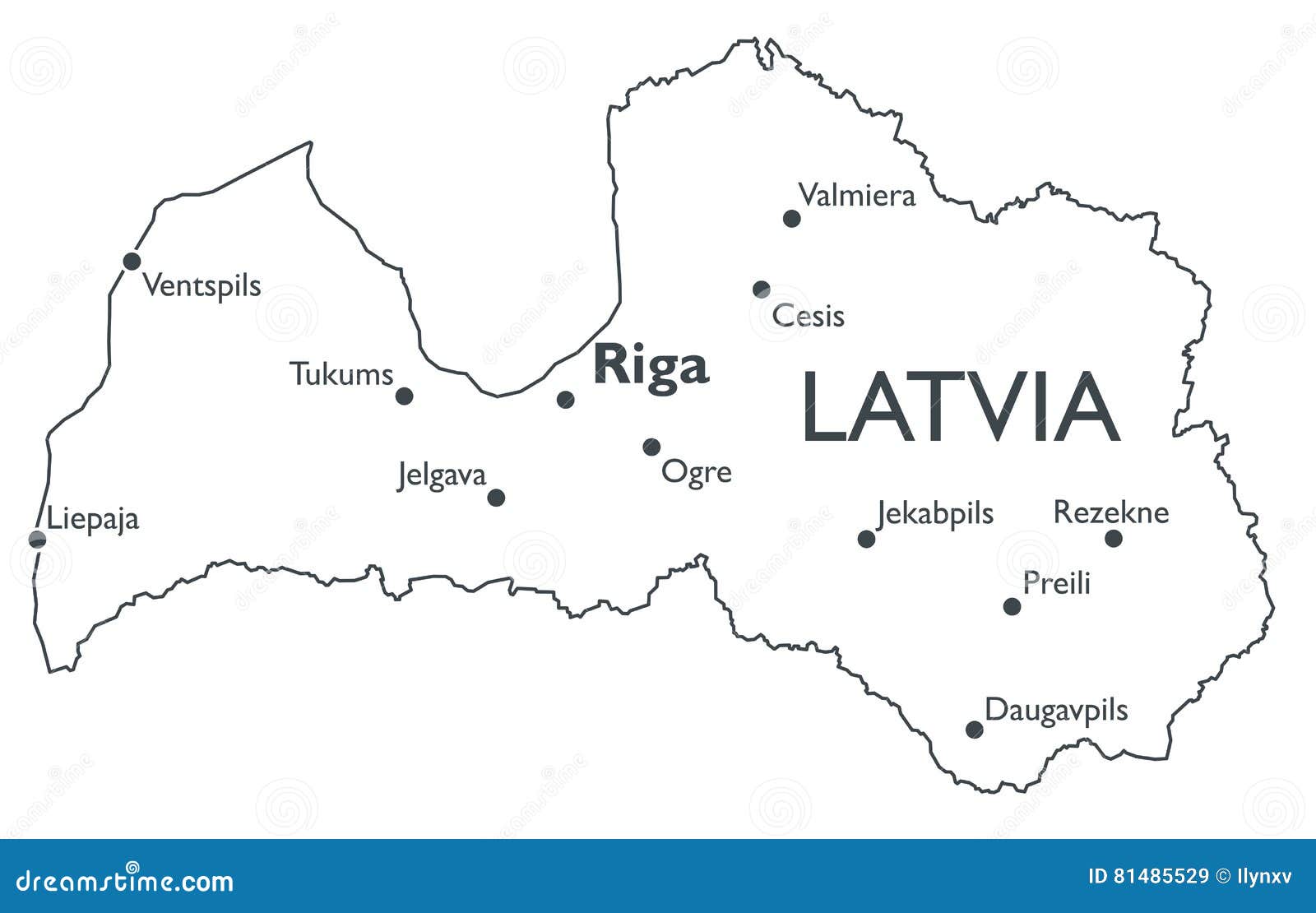 Mapa del vector de Letonia ilustración del vector. Ilustración de ...