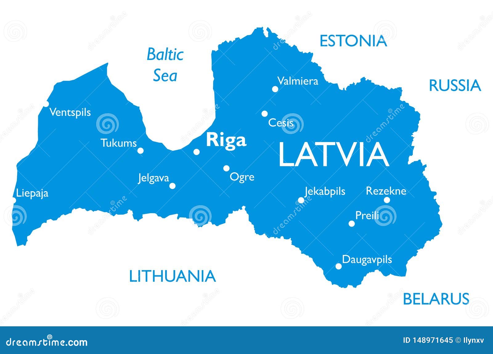 Mapa del vector de Letonia ilustración del vector. Ilustración de riga ...