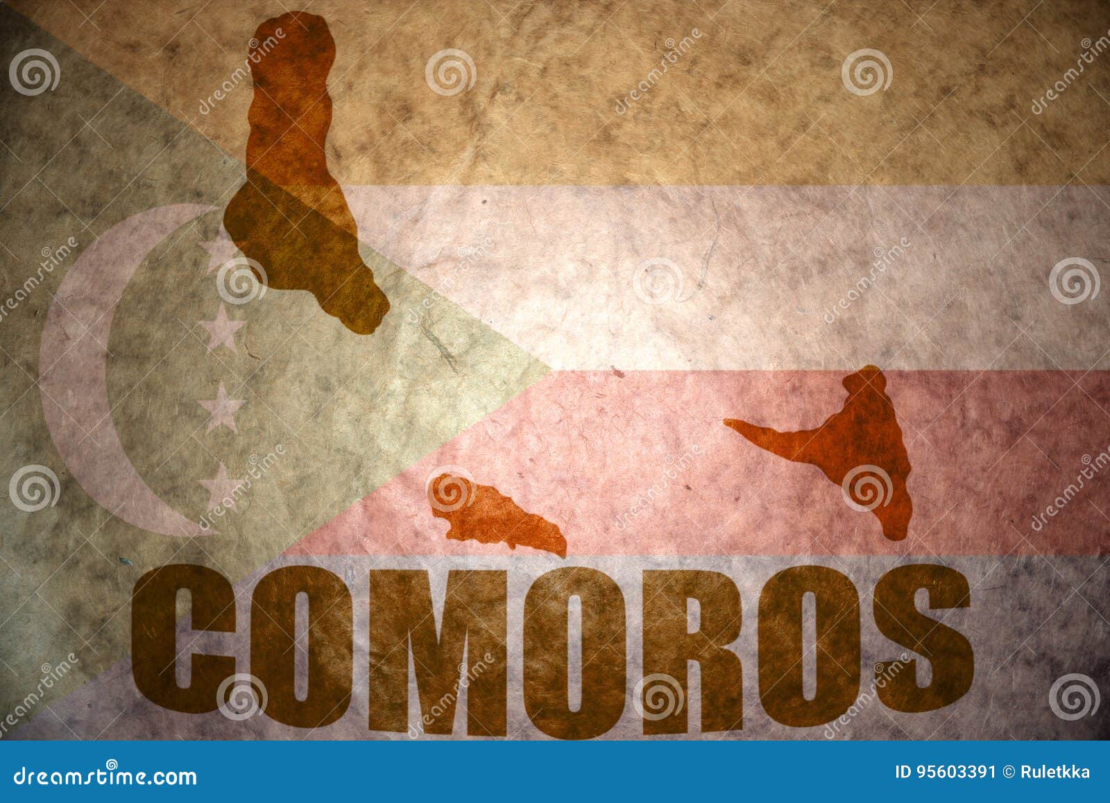 Mapa Del Vintage De Los Comoro Imagen de archivo - Imagen de envejecido ...