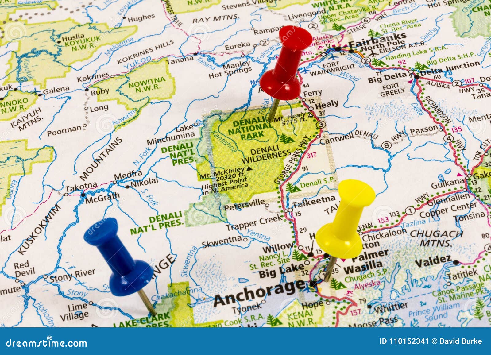 Mapa Denali Anchorage De Alaska Foto editorial - Imagen de coche ...