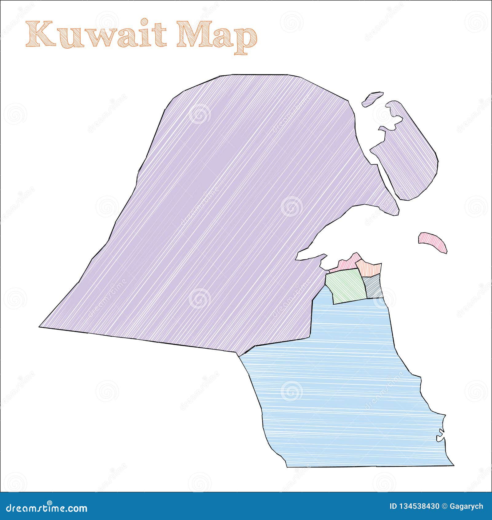 Mapa Desenhado à Mão De Kuwait Ilustração do Vetor - Ilustração de ...