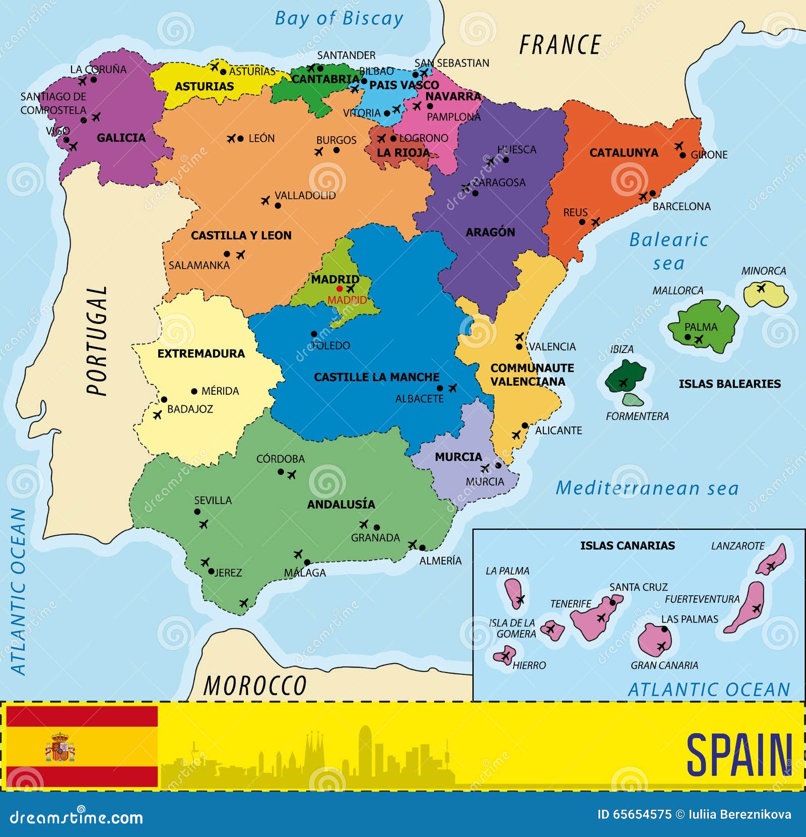 Mapa Detalhado Do Vetor Da Espanha Ilustração do Vetor - Ilustração de ...