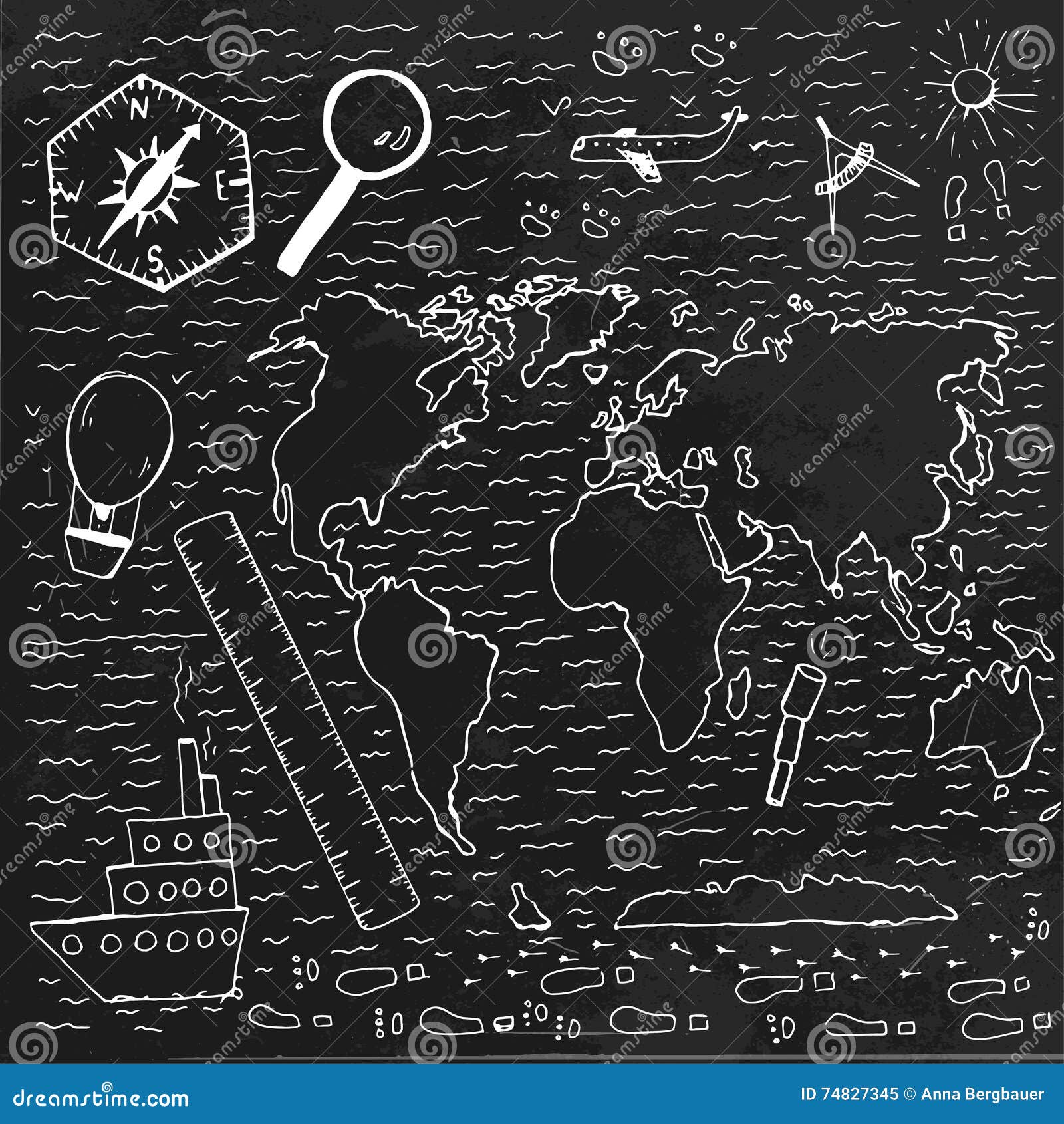 Mapa Dibujado Mano Del Mundo Ilustración del Vector - Ilustración de ...