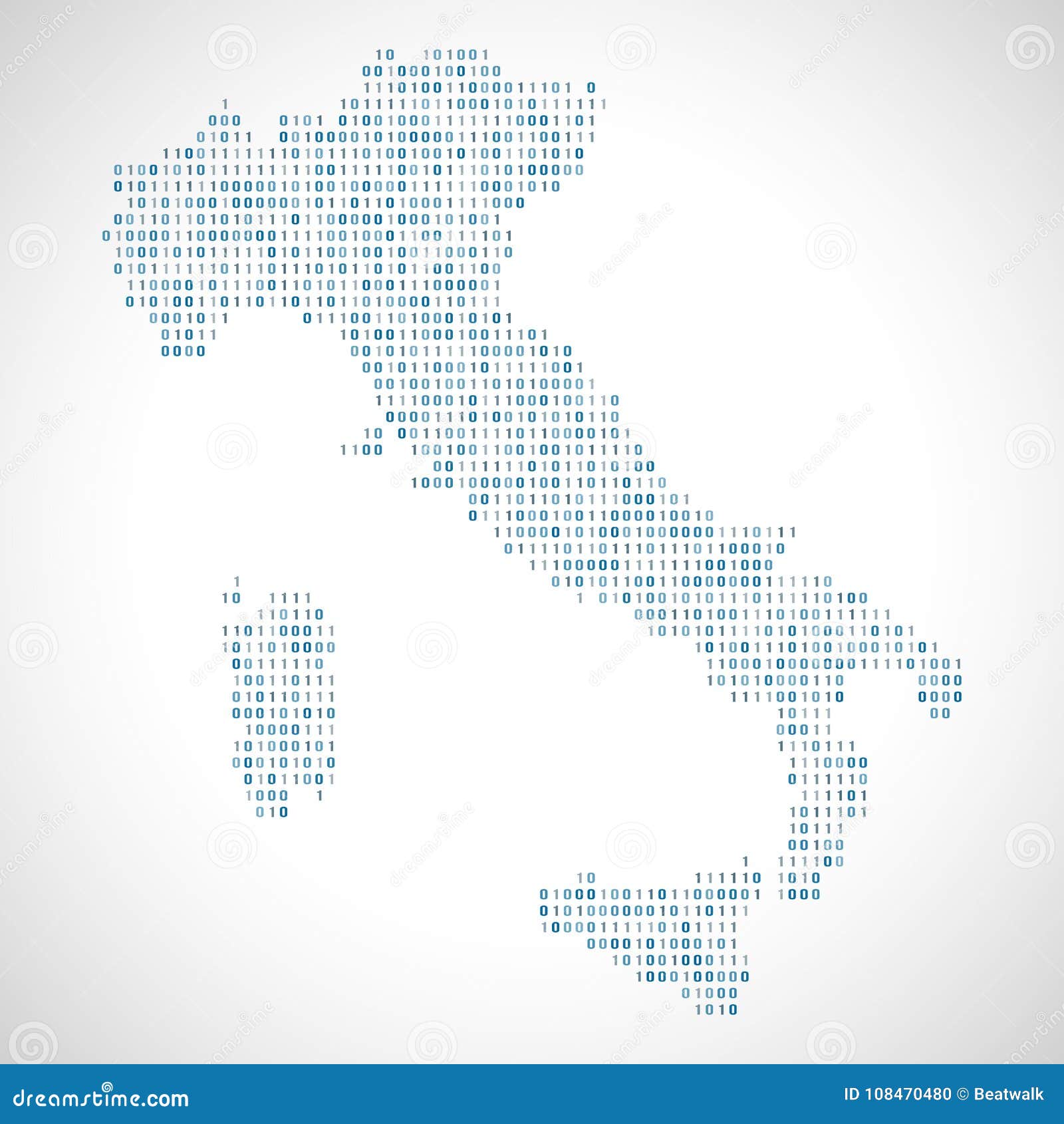 Mapa Digital Binario De Italia Ilustración del Vector - Ilustración de ...