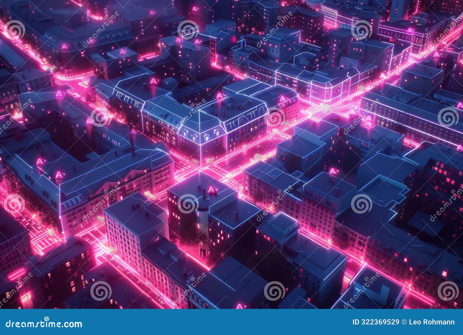 Mapa Digital Con Red Ai Morada Brillante Que Ilustra La Complejidad E ...