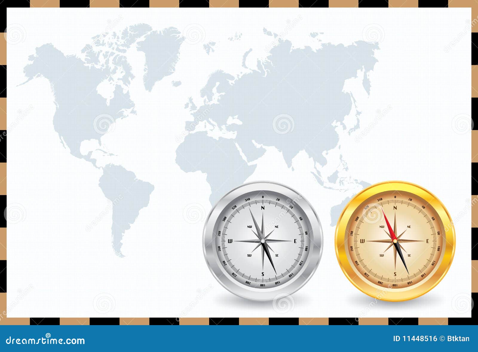 Mapa Do Compasso & De Mundo Ilustração do Vetor - Ilustração de ...