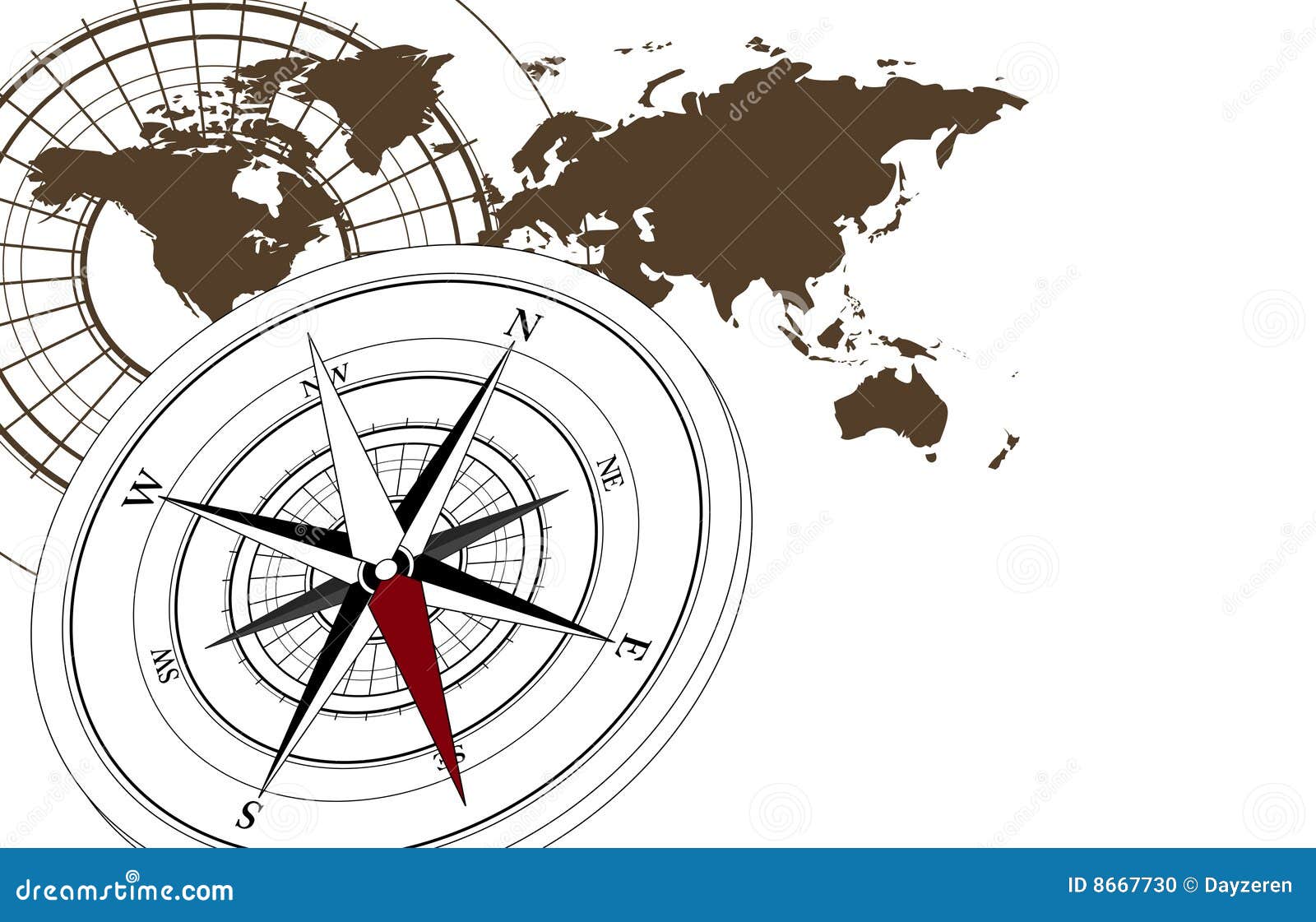 Mapa Do Compasso E De Mundo Ilustração do Vetor - Ilustração de arte ...
