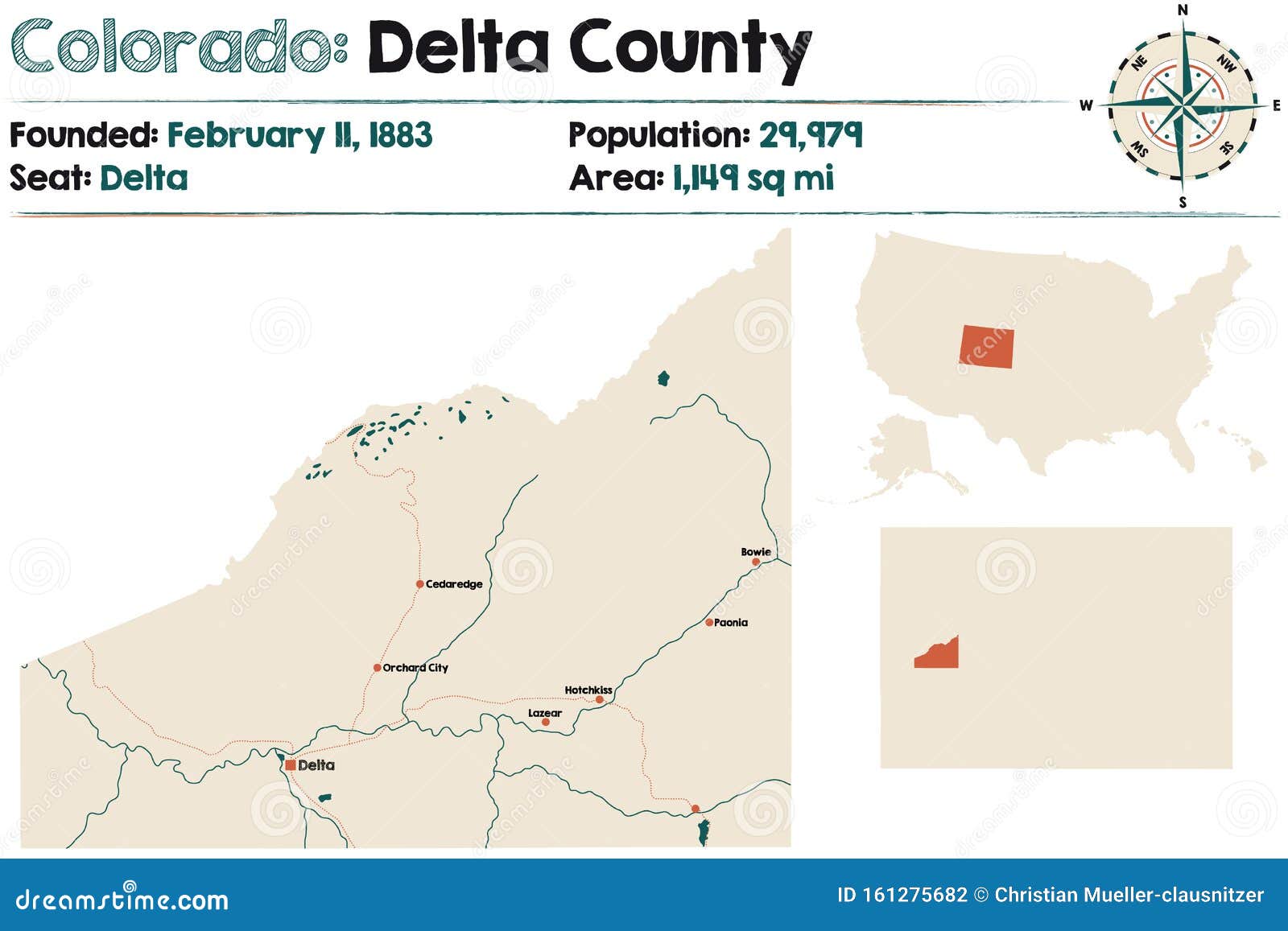 Mapa Do Condado Delta No Colorado Ilustração do Vetor - Ilustração de ...