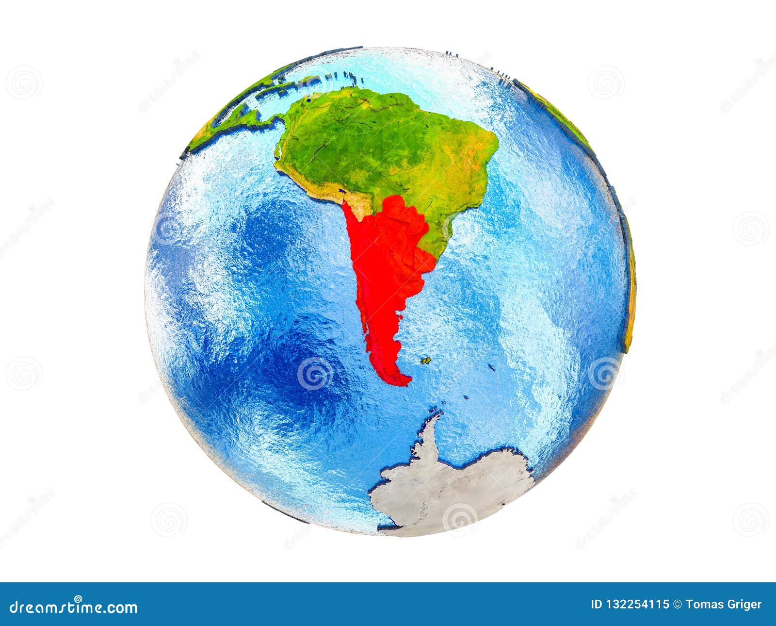 Mapa Do Cone Do Sul Na Terra 3D Isolada Imagem de Stock - Imagem de ...