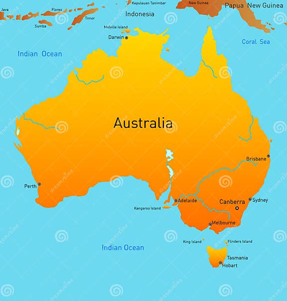 Mapa Do Continente Australiano Ilustração Stock - Ilustração de ...