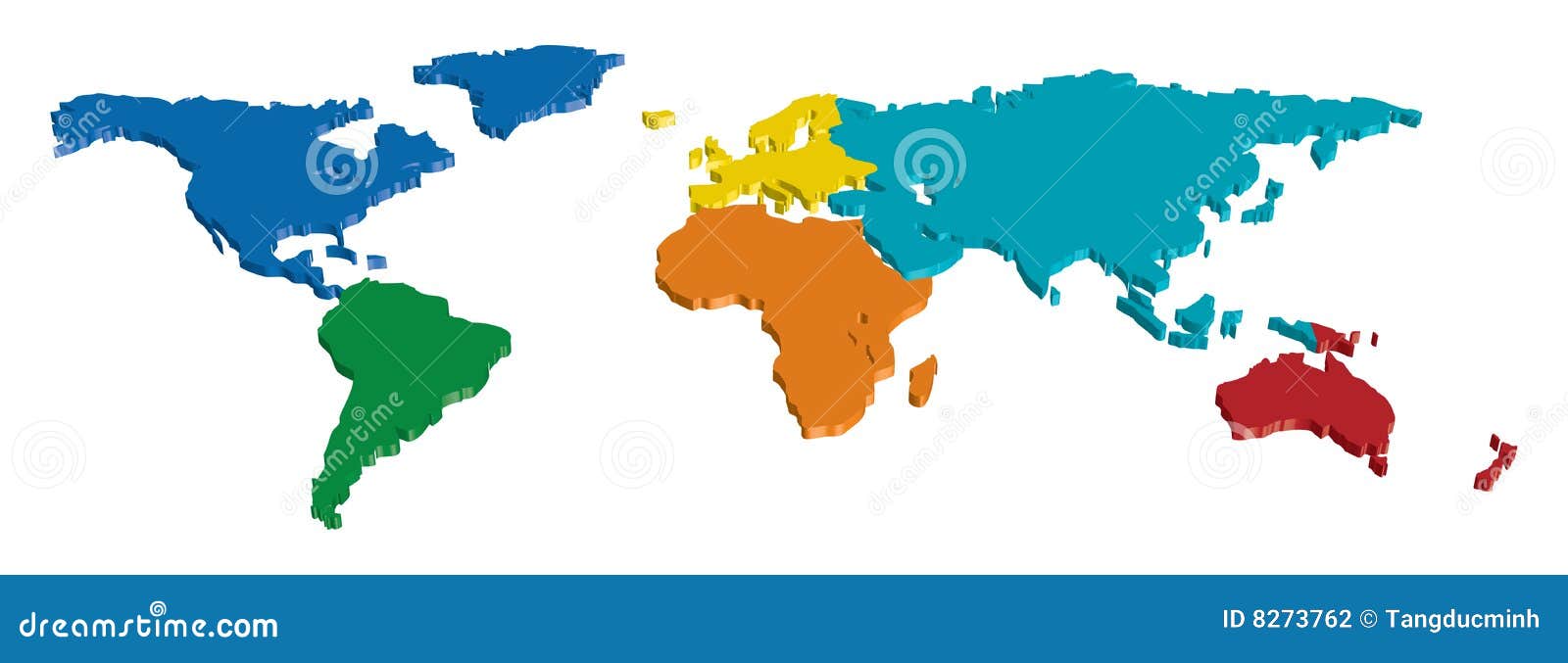 Mapa Do Continente Do Mundo Da Cor 3D Ilustração do Vetor - Ilustração ...