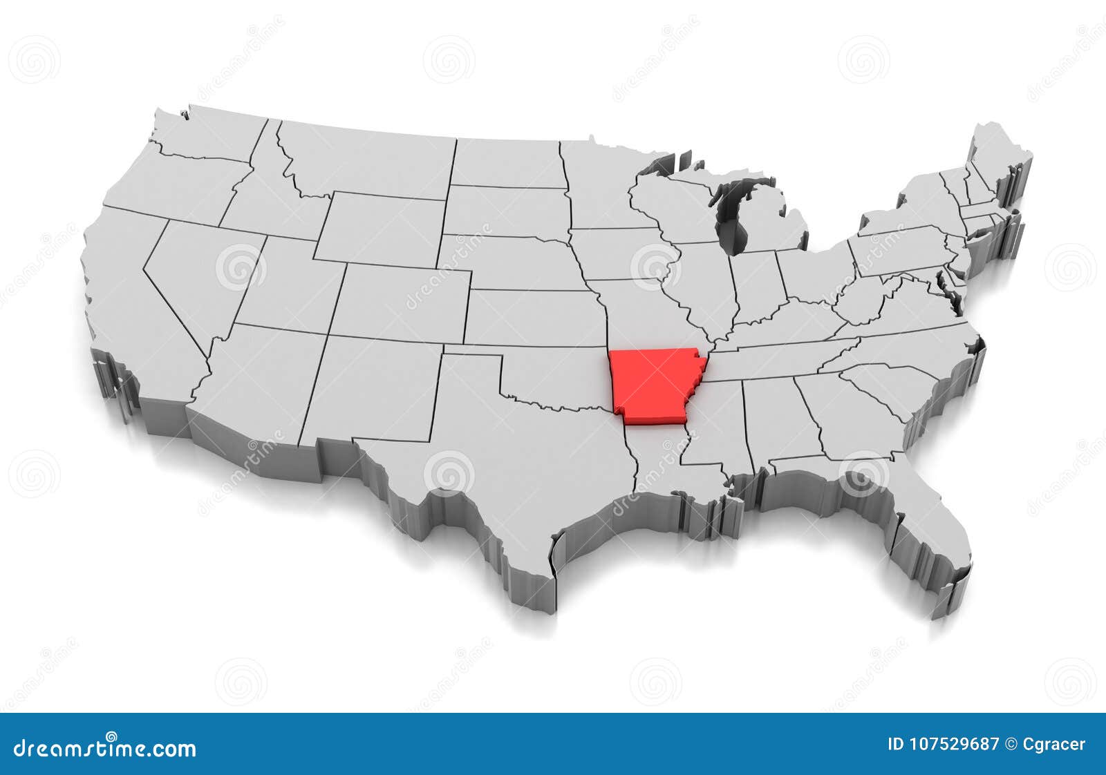 Mapa Do Estado De Arkansas, EUA Ilustração Stock - Ilustração de relevo ...