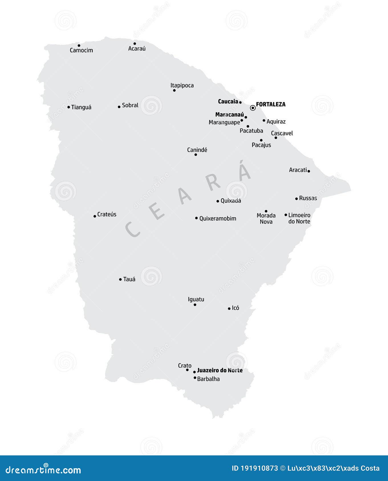 Mapa do estado de ceara ilustração stock. Ilustração de centro - 191910873