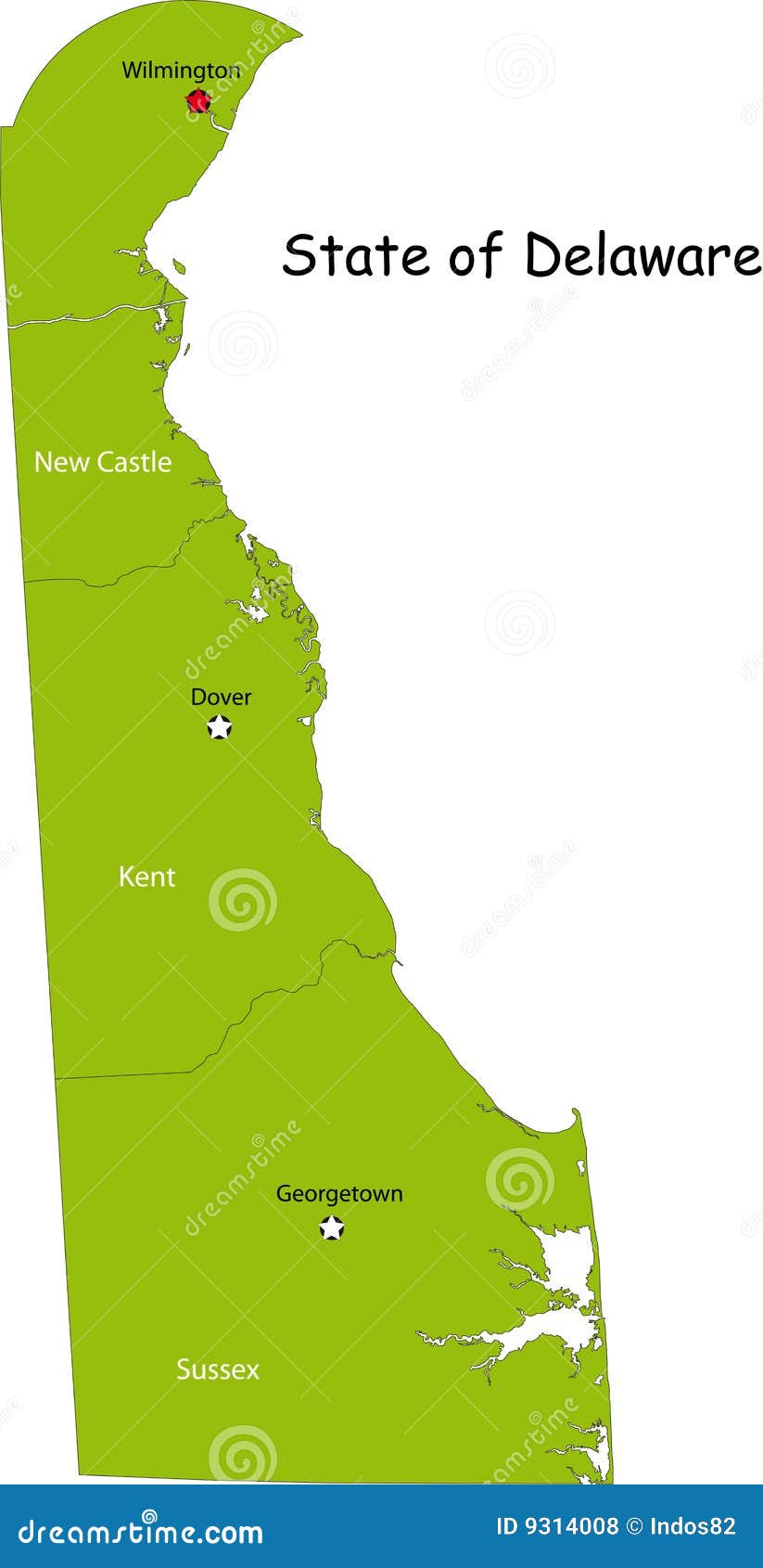 Mapa Do Estado De Delaware Fotos de Stock Royalty Free - Imagem: 9314008