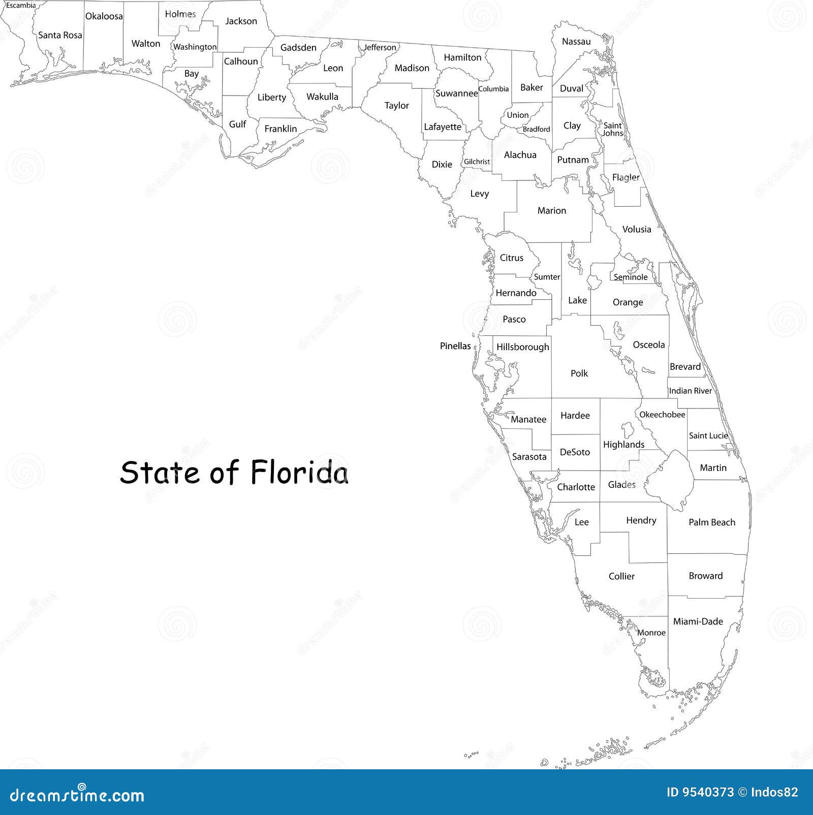 Mapa do estado de Florida ilustração do vetor. Ilustração de americano ...