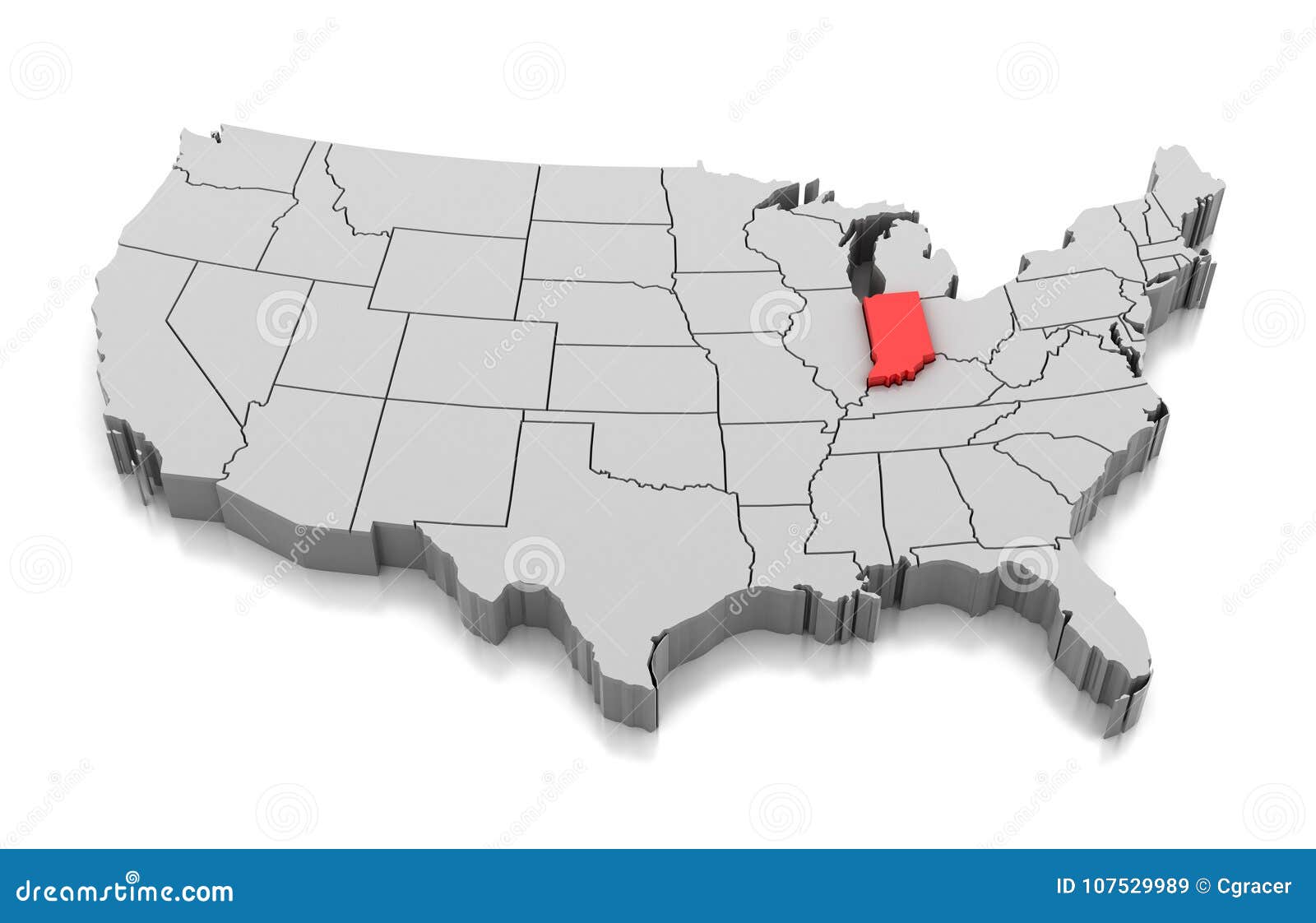 Mapa Do Estado De Indiana, EUA Ilustração Stock - Ilustração de forma ...