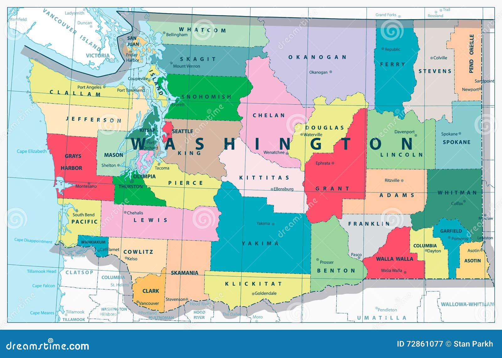 Mapa Do Estado De Washington Ilustração do Vetor - Ilustração de ...