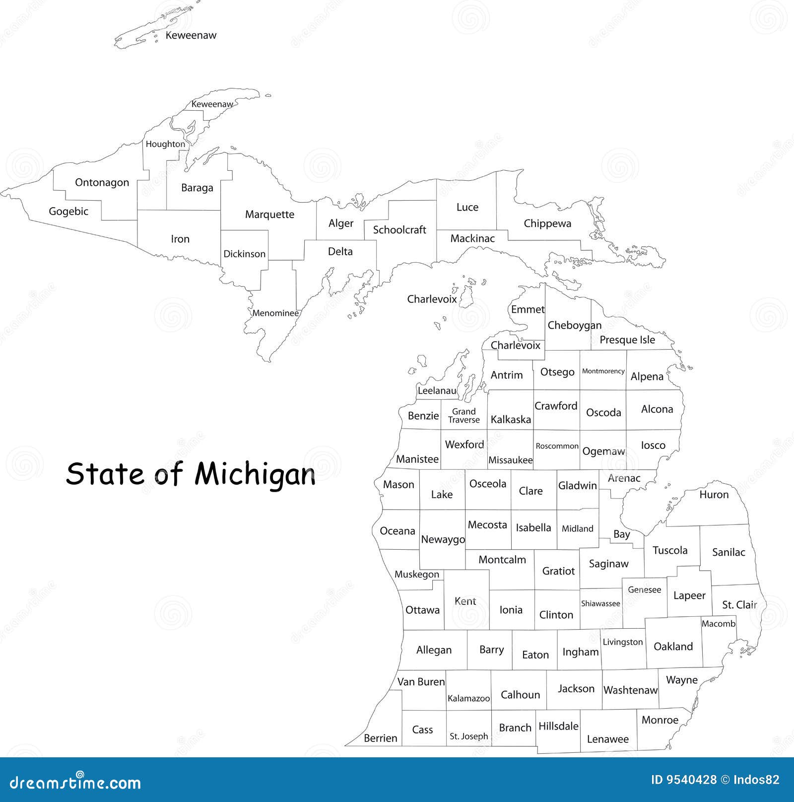 Mapa do estado do Michigan ilustração do vetor. Ilustração de lansing ...