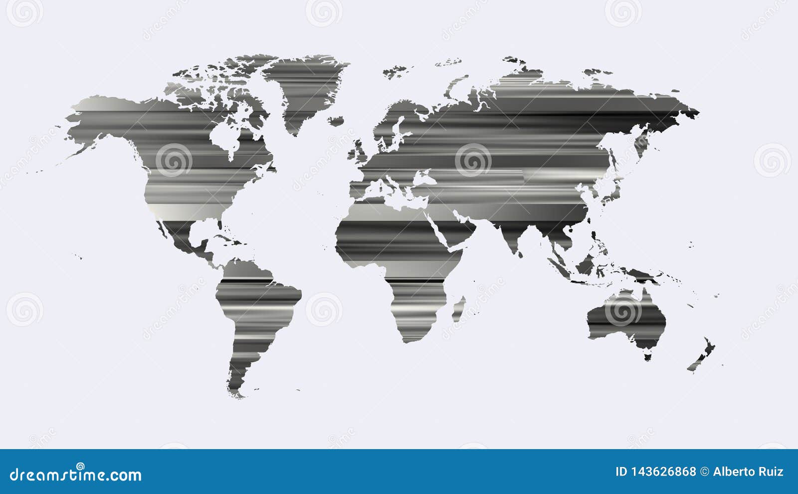 Mapa Do Metal Do Mundo Com Linhas De Prata Horizontais Ilustração Stock ...