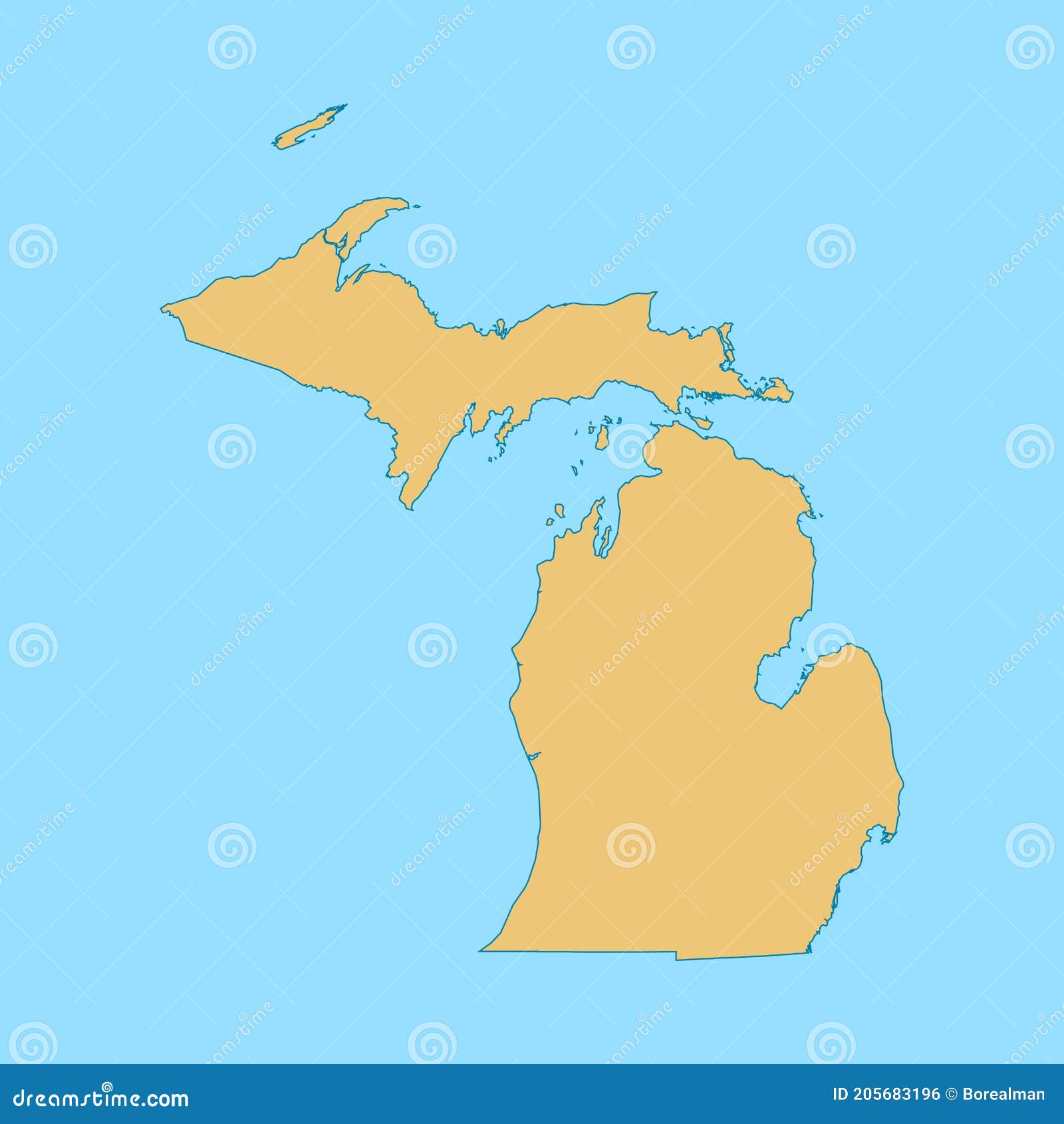 Mapa do Michigan ilustração do vetor. Ilustração de fundo - 205683196