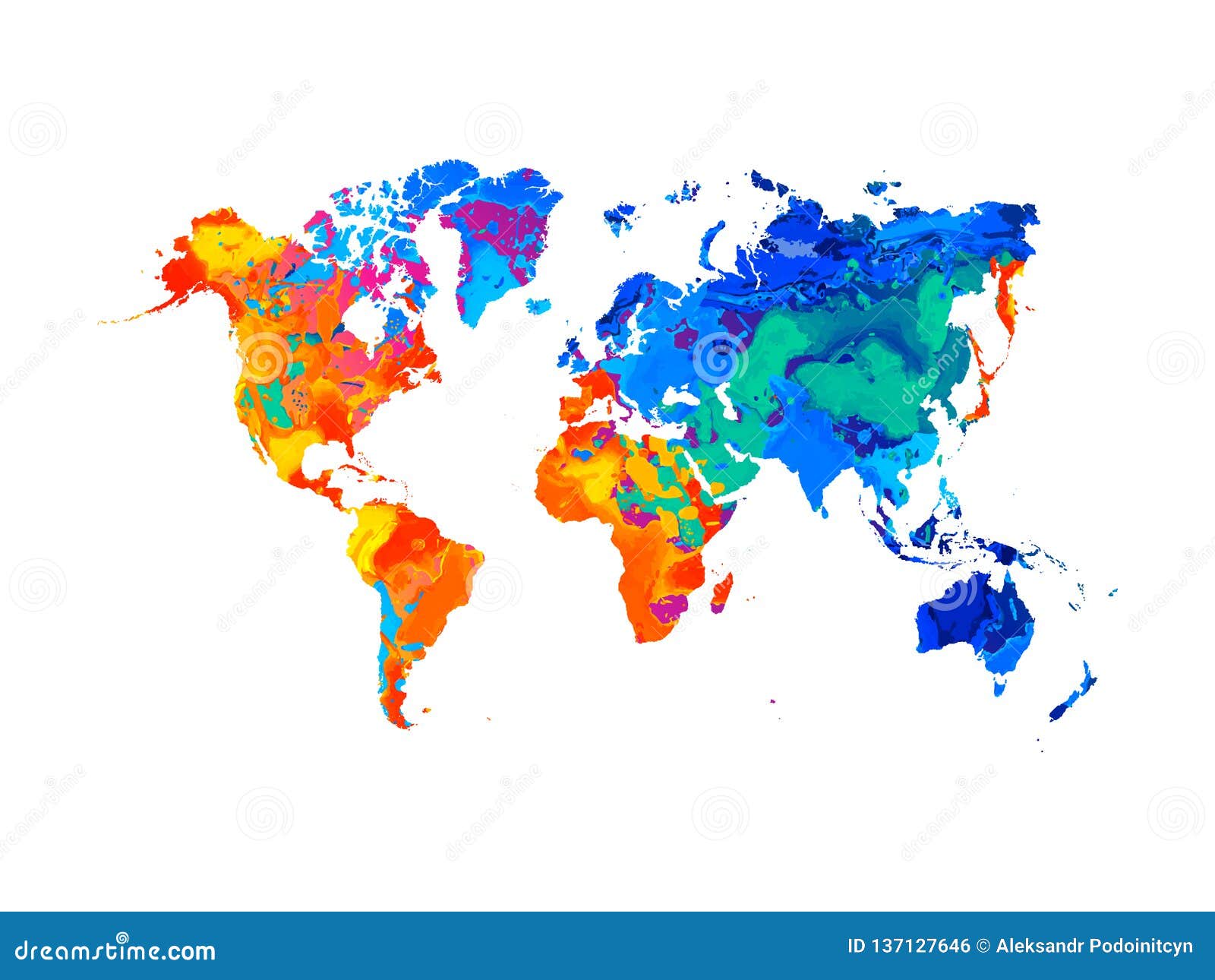 Mapa Do Mundo Abstrato Do Respingo Das Aquarelas Ilustração do Vetor ...