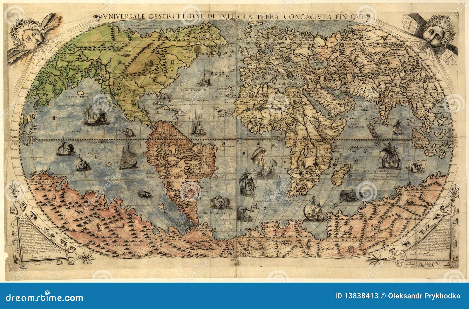 Mapa do mundo antigo ilustração stock. Ilustração de retro - 13838413