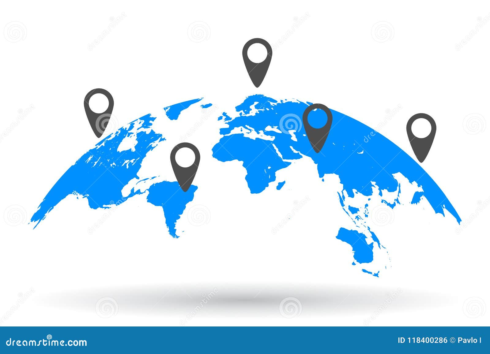 Mapa Do Mundo Azul Com Lugar - Vetor Ilustração Stock - Ilustração de ...