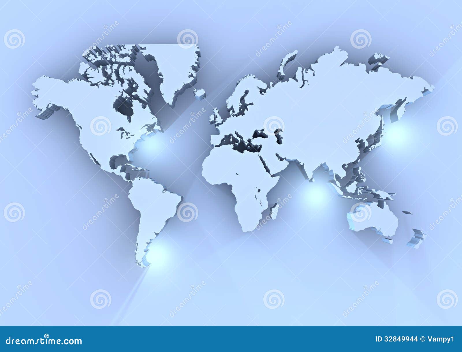 Mapa do mundo azul 3d ilustração stock. Ilustração de oceânica - 32849944