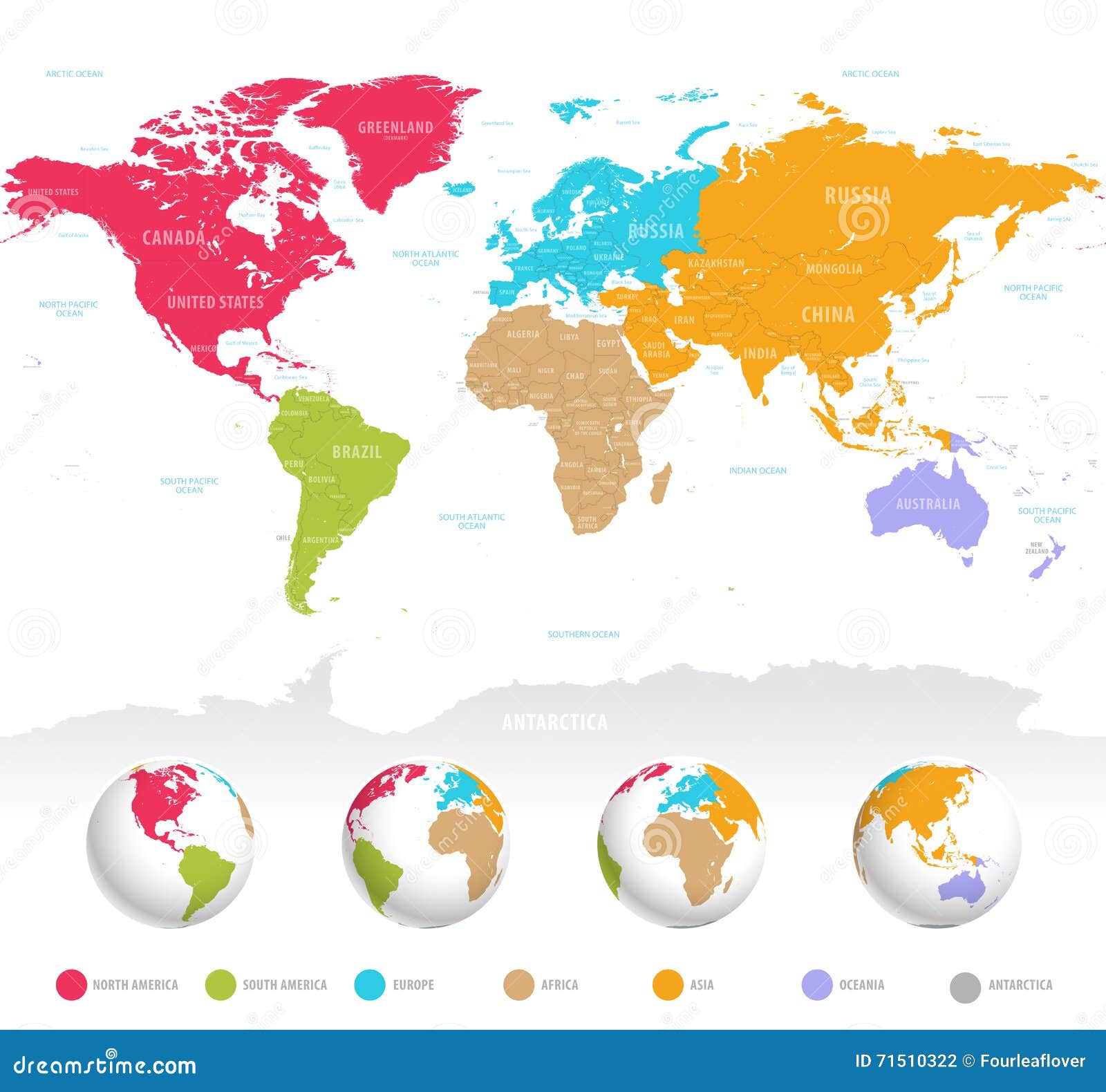 Vetores De Mapa Colorido Do Mundo Mapa Simplificado Do Vetor Com Images