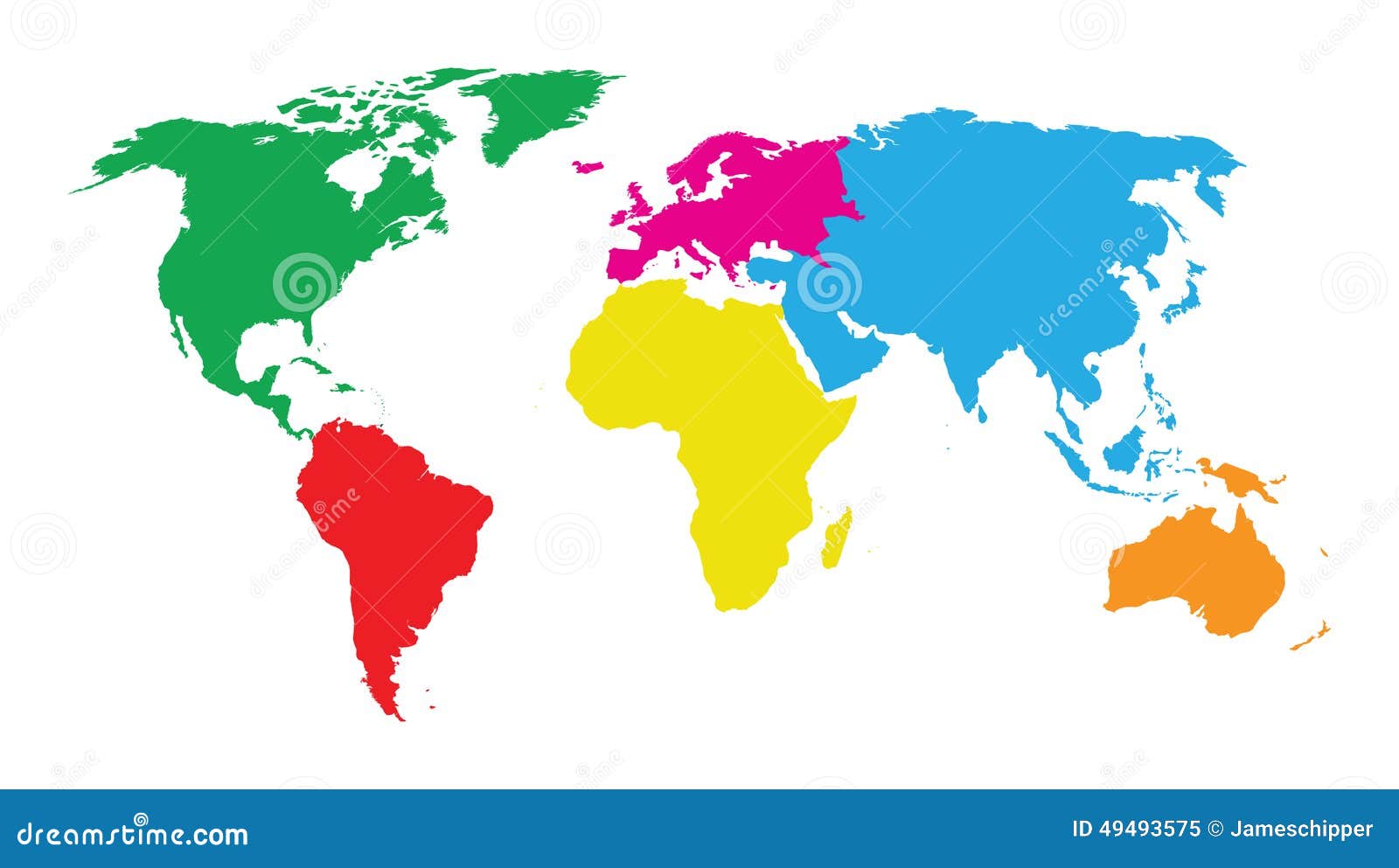 Mapa Do Mundo Colorido Dos Continentes Ilustração do Vetor - Ilustração ...