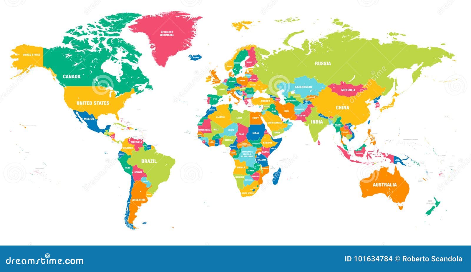 Mapa Do Mundo Colorido Do Vetor Ilustração do Vetor - Ilustração de ...