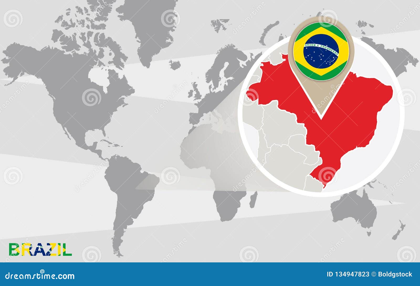 Mapa Do Mundo Com Brasil Ampliado Ilustração do Vetor - Ilustração de ...