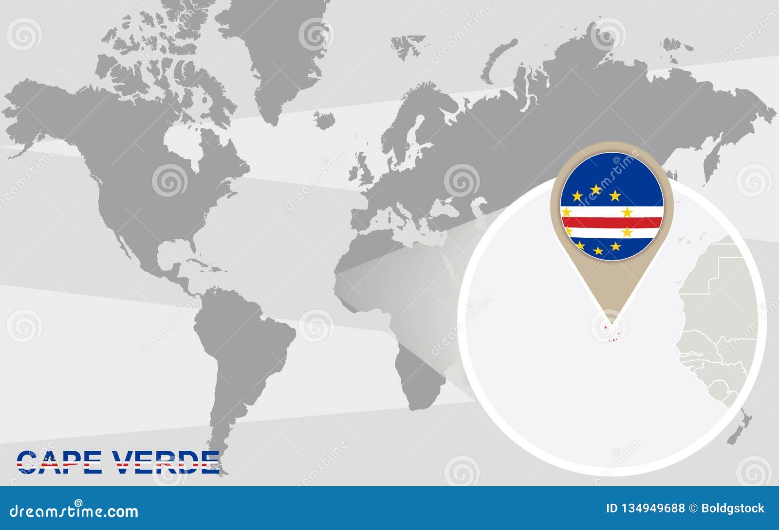 Mapa Do Mundo Com Cabo Verde Ampliado Ilustração do Vetor - Ilustração ...