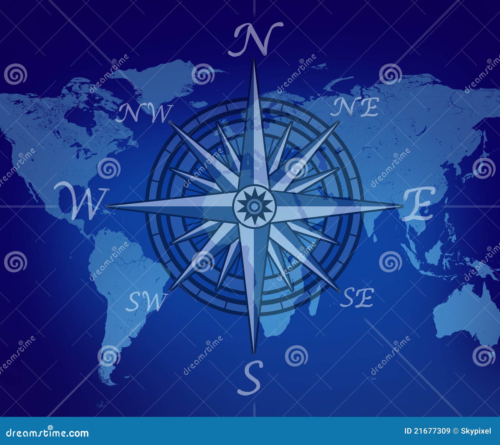 Mapa do mundo com compasso ilustração stock. Ilustração de destino ...