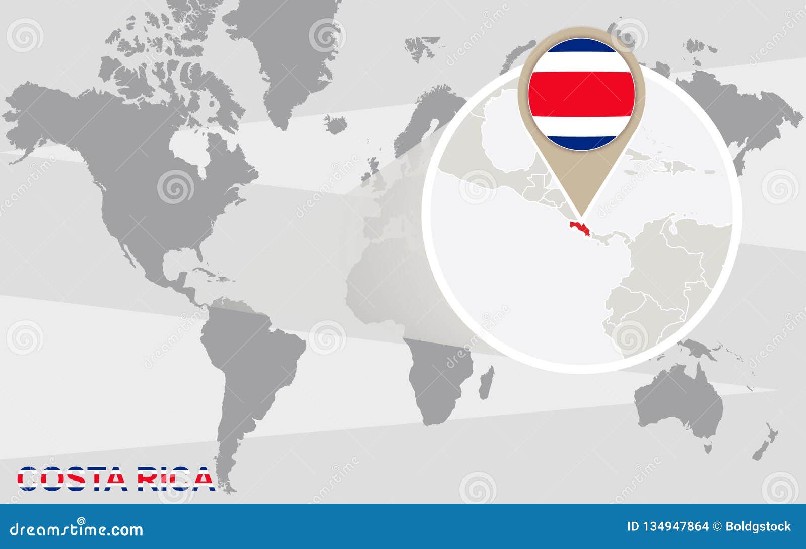 Mapa Do Mundo Com Costa Rica Ampliado Ilustração do Vetor - Ilustração ...