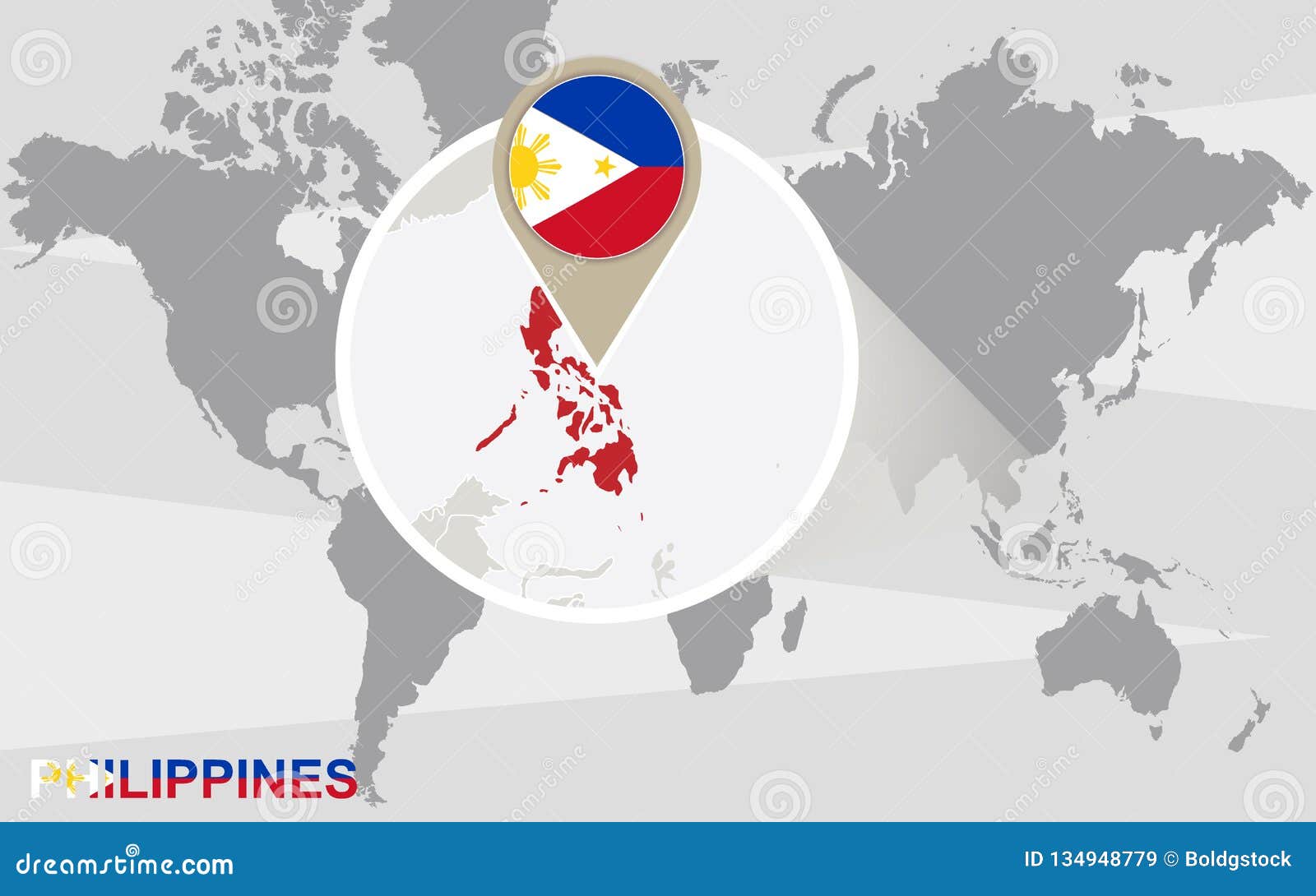 Mapa Do Mundo Com Filipinas Ampliadas Ilustração do Vetor - Ilustração ...