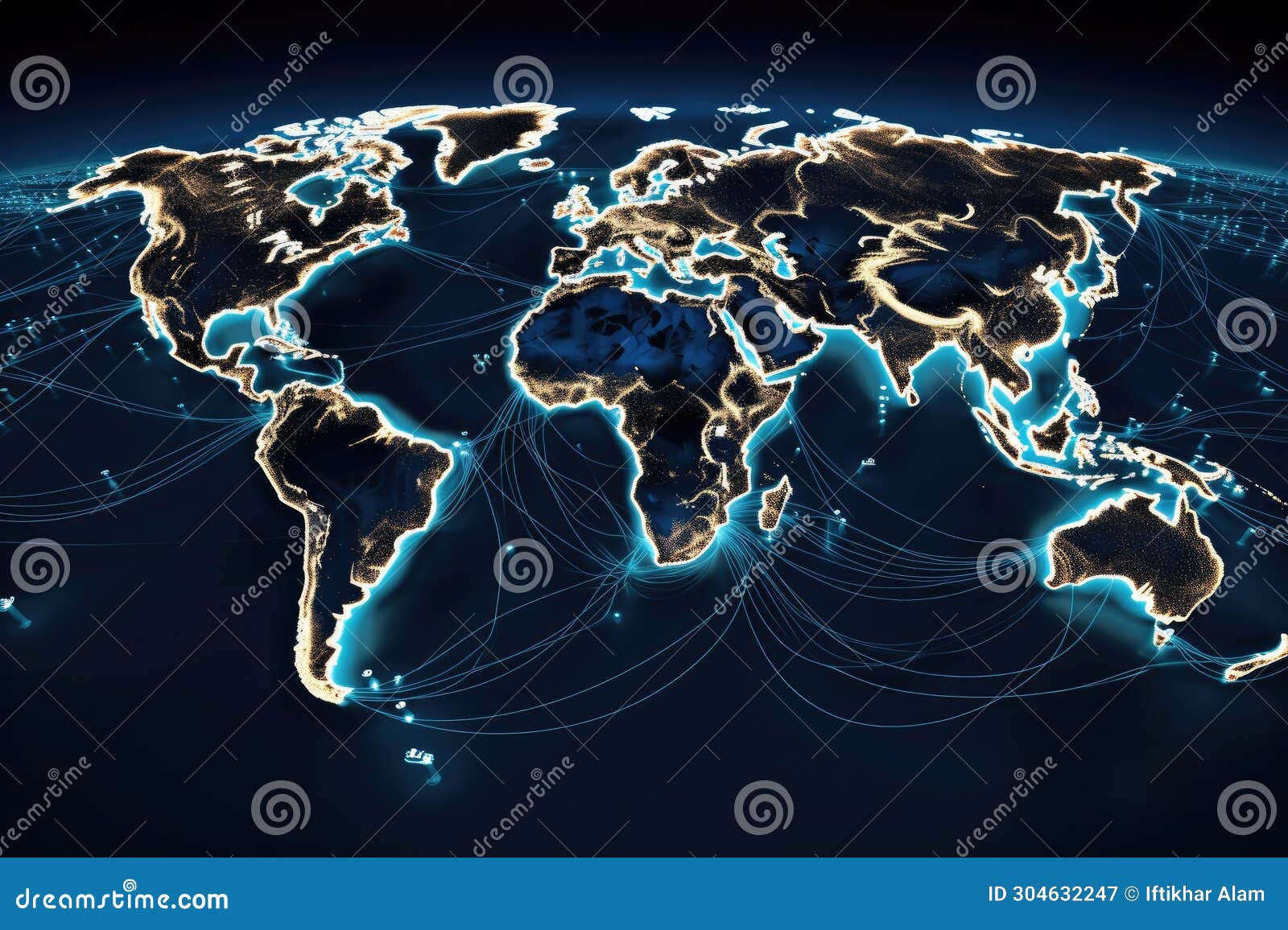 Mapa Do Mundo Com Linhas Interconectadas Conectividade Global E Rotas ...