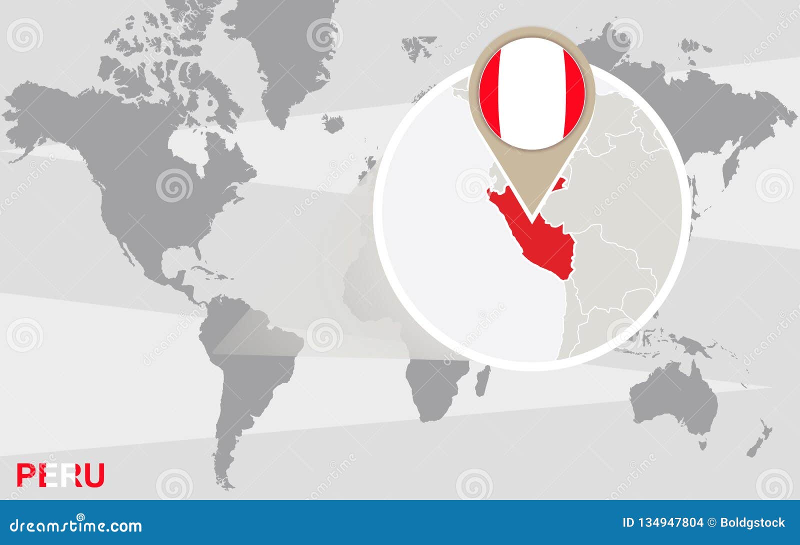 Mapa Do Mundo Com Peru Ampliado Ilustração do Vetor - Ilustração de ...