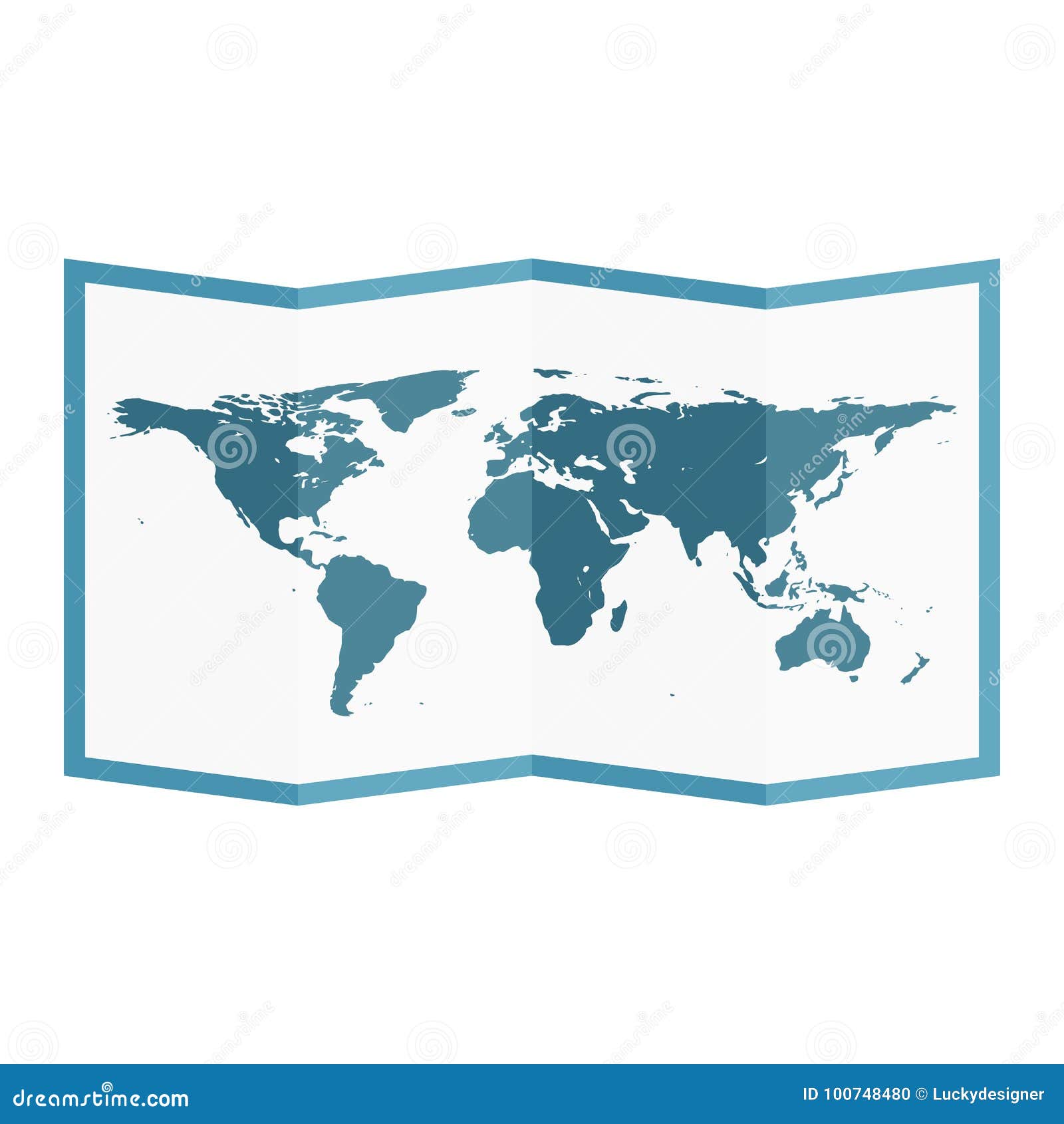 Mapa Do Mundo Dobrado Estilo Liso Vetor Ilustração do Vetor ...