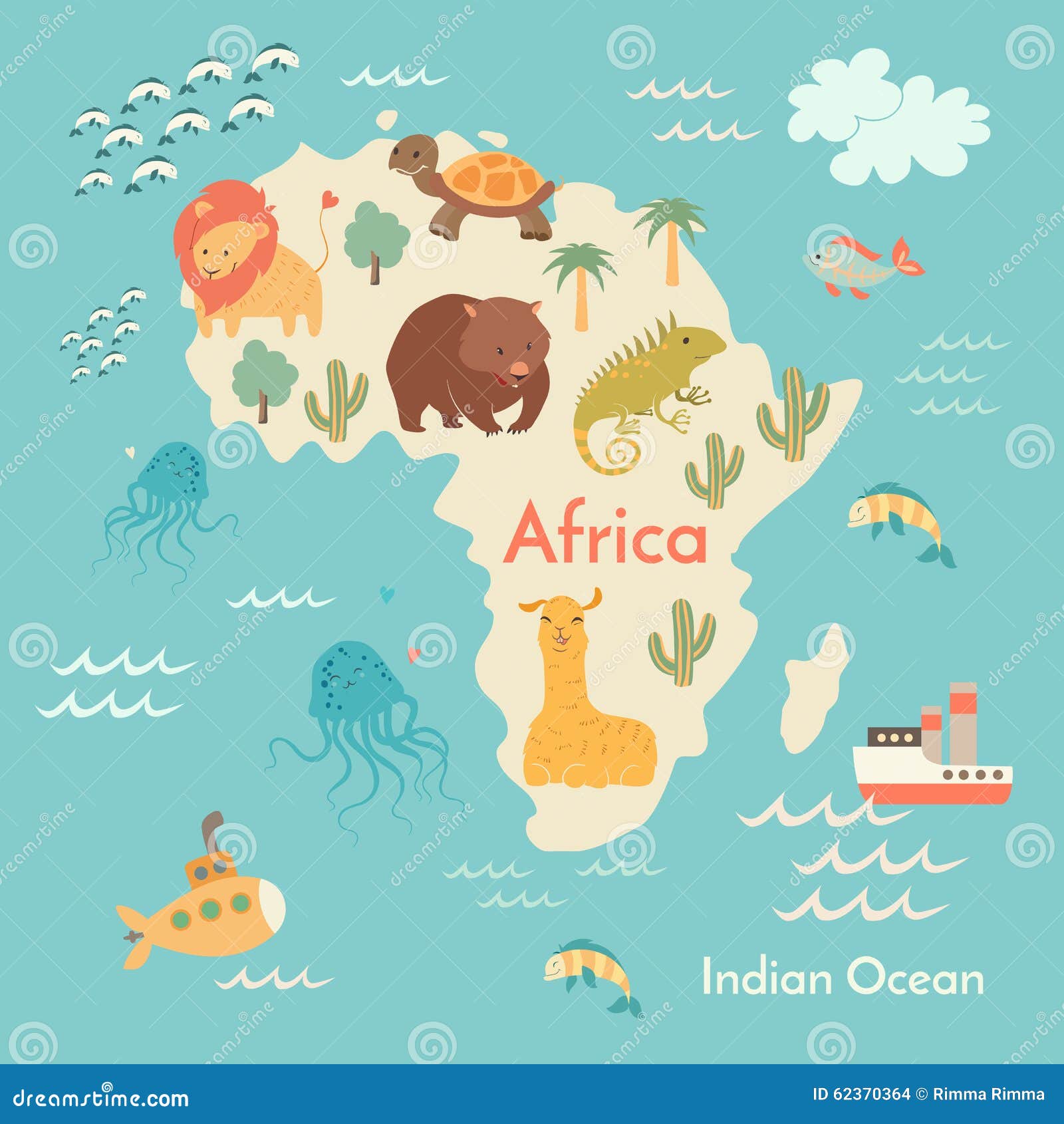 Mapa Do Mundo Dos Animais, África Ilustração do Vetor - Ilustração de ...
