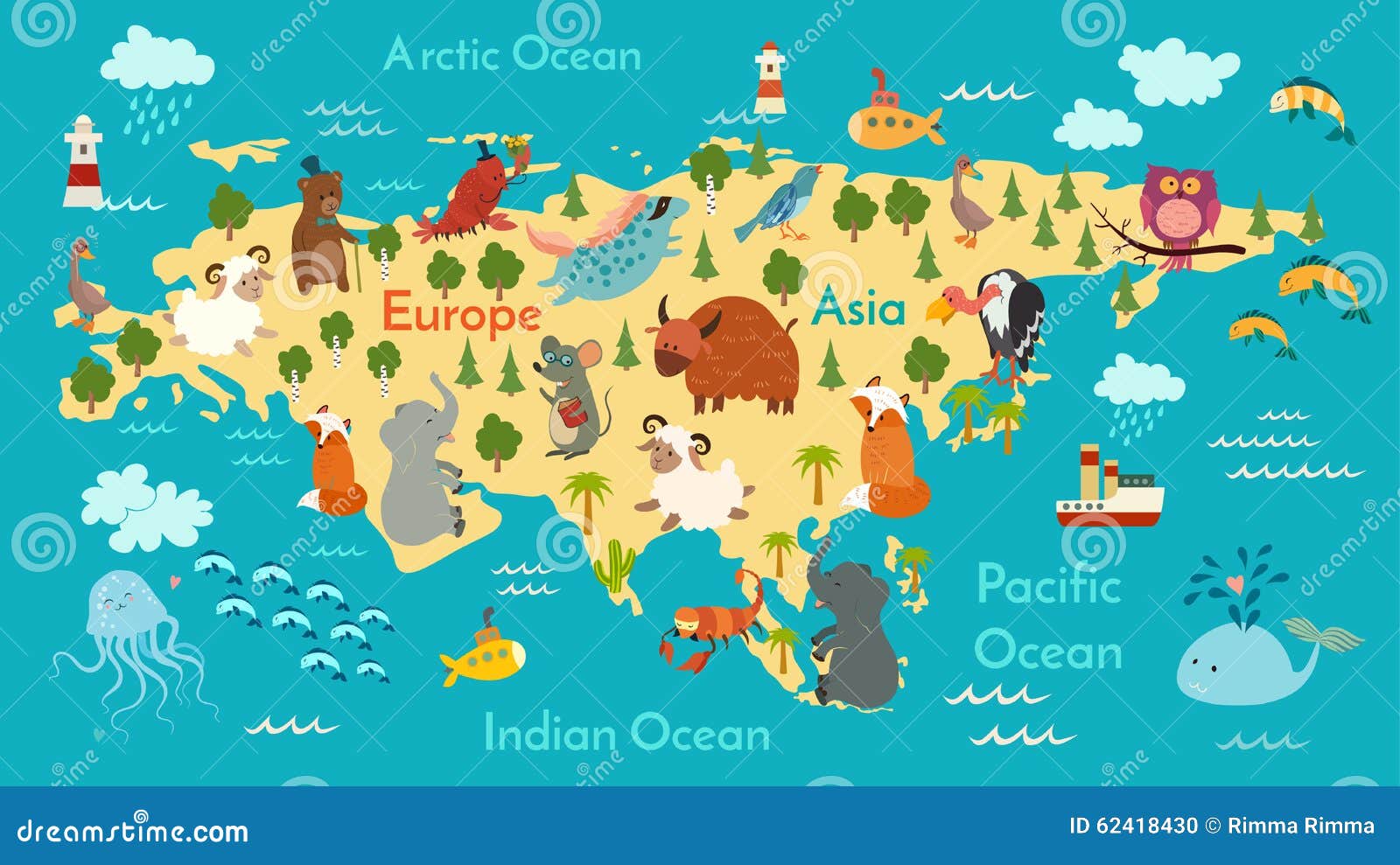 Mapa Do Mundo Dos Animais, Eurasia Ilustração do Vetor - Ilustração de ...