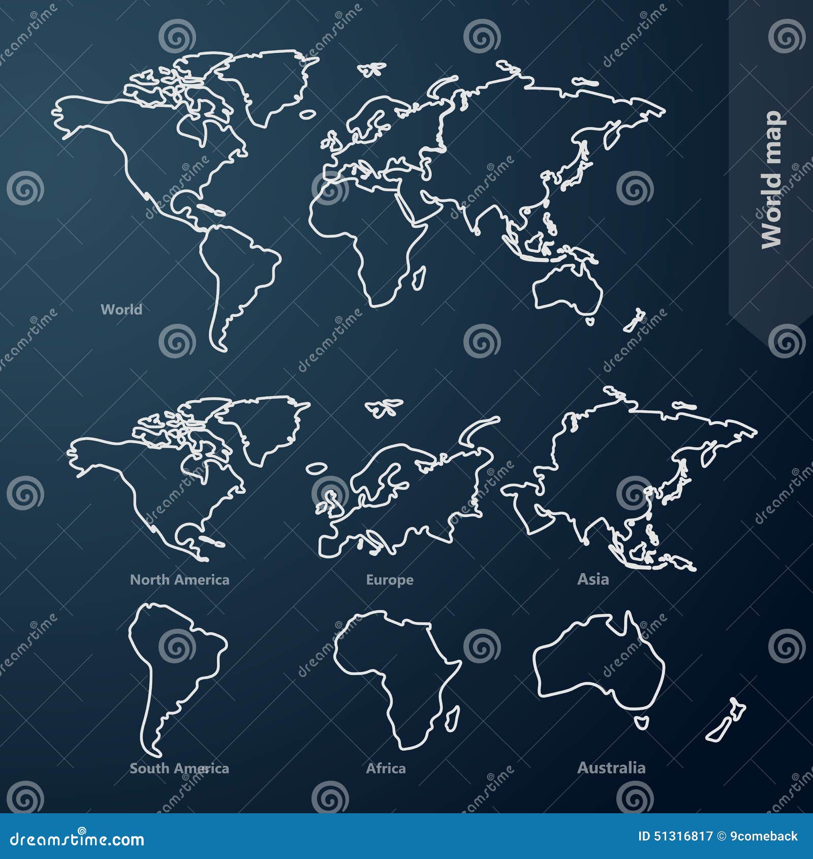 Mapa do mundo e continente ilustração do vetor. Ilustração de ...