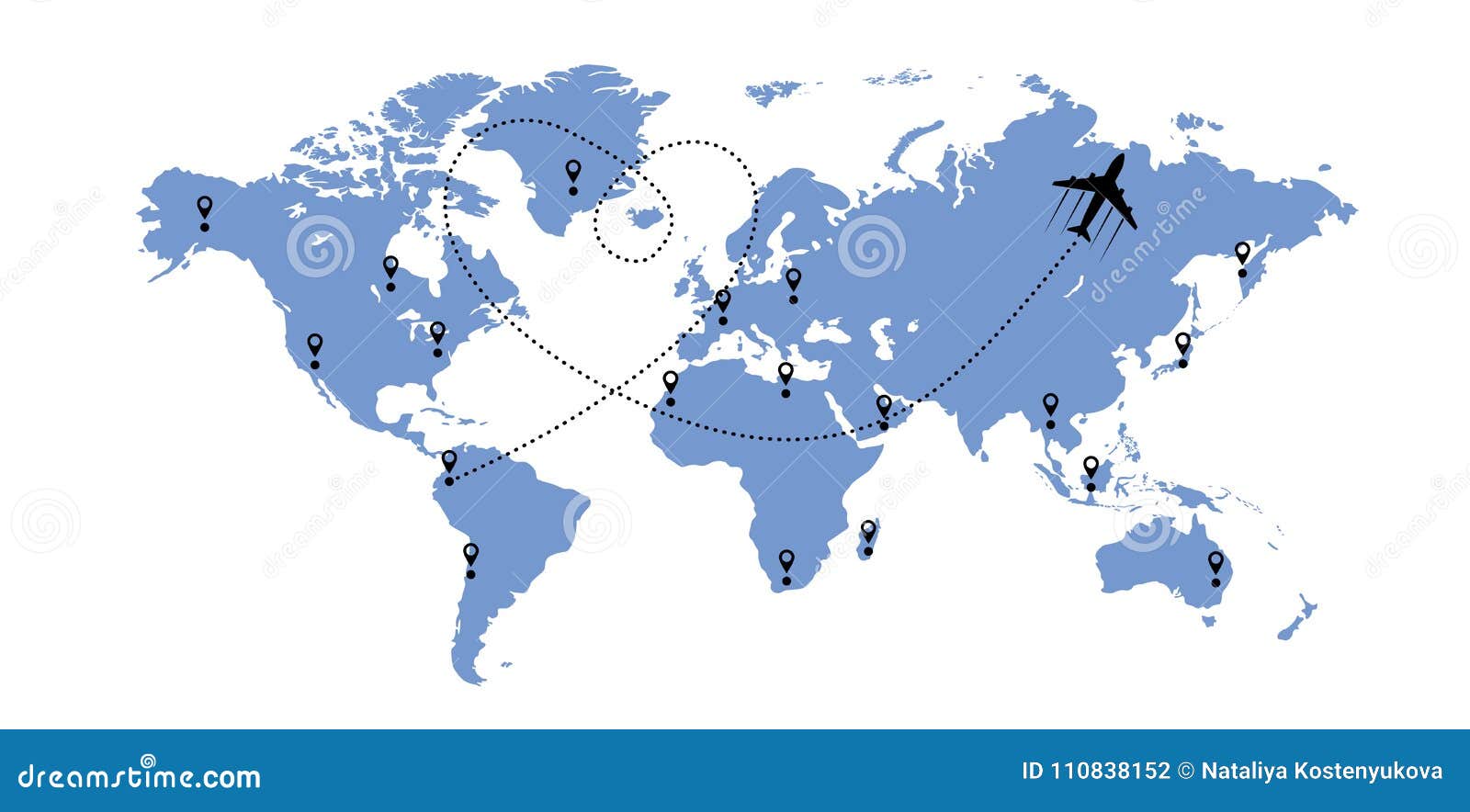 Mapa do mundo e plano ilustração do vetor. Ilustração de branco - 110838152