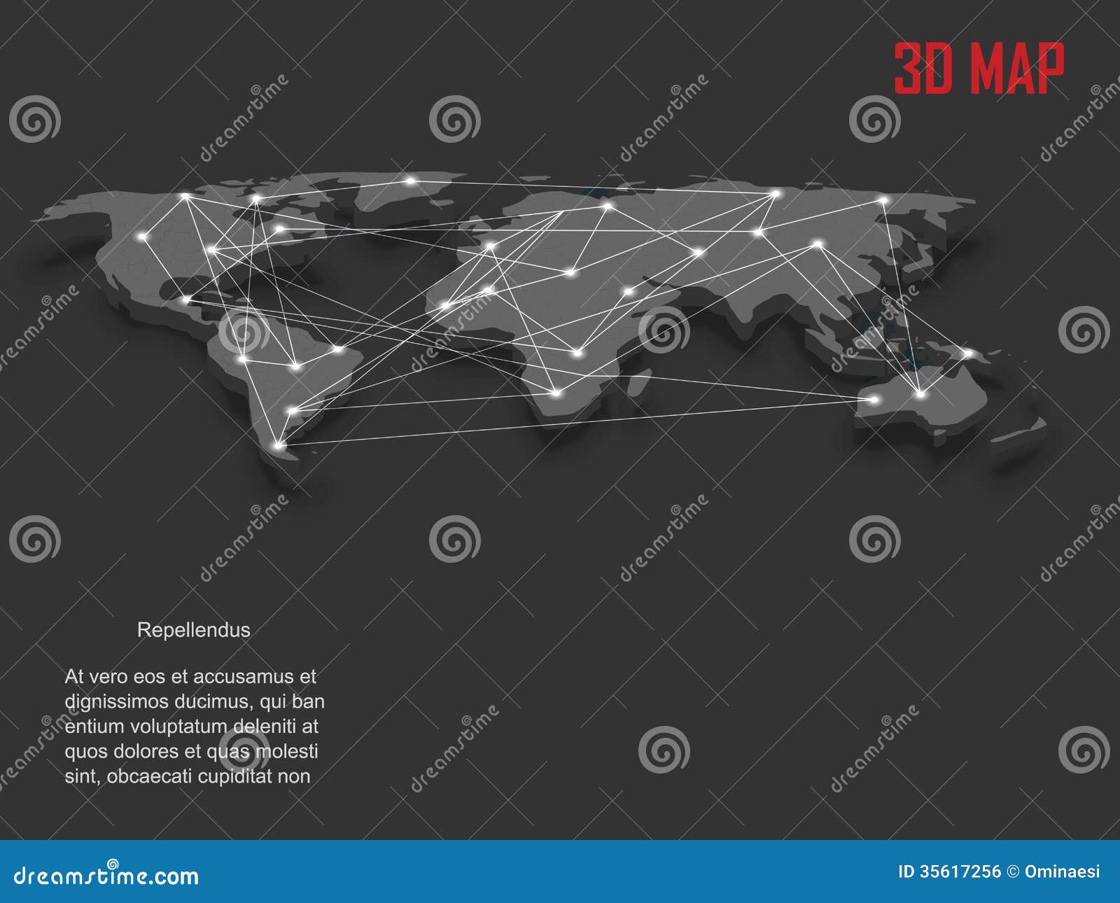 Mapa Do Mundo Elegante Do Vetor Do Cinza 3d Ilustração do Vetor ...