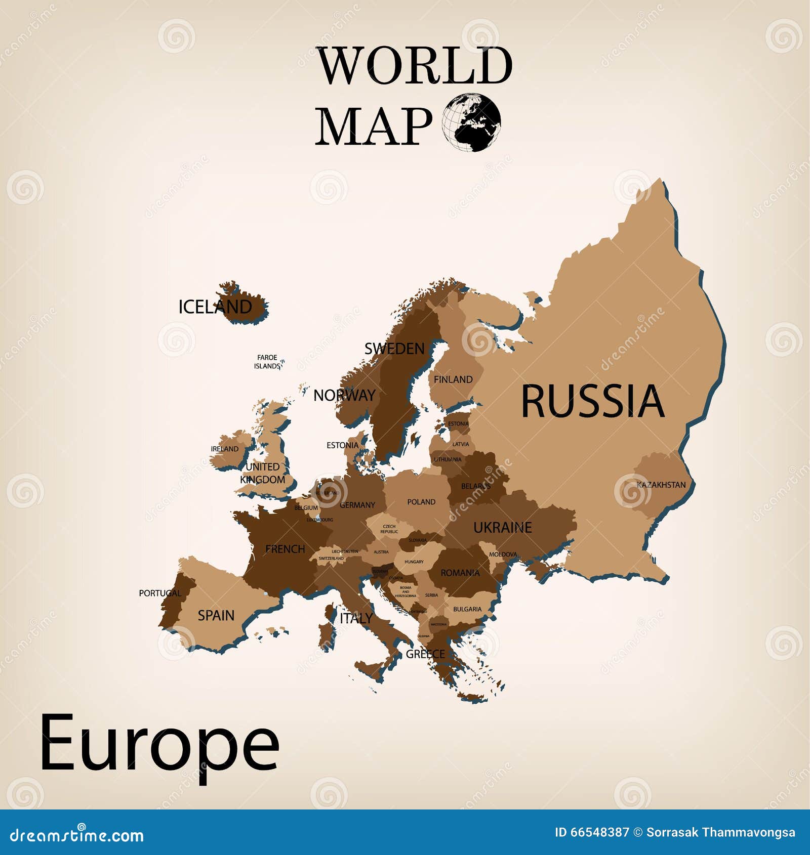Mapa do mundo Europa ilustração do vetor. Ilustração de projeto - 66548387