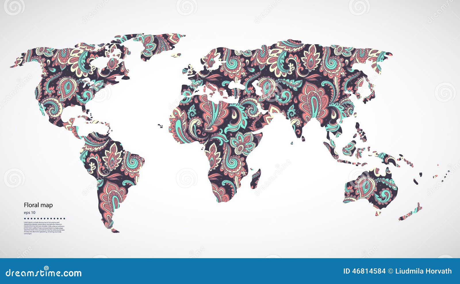 Mapa Do Mundo Floral Do Vetor Bonito Ilustração do Vetor - Ilustração ...