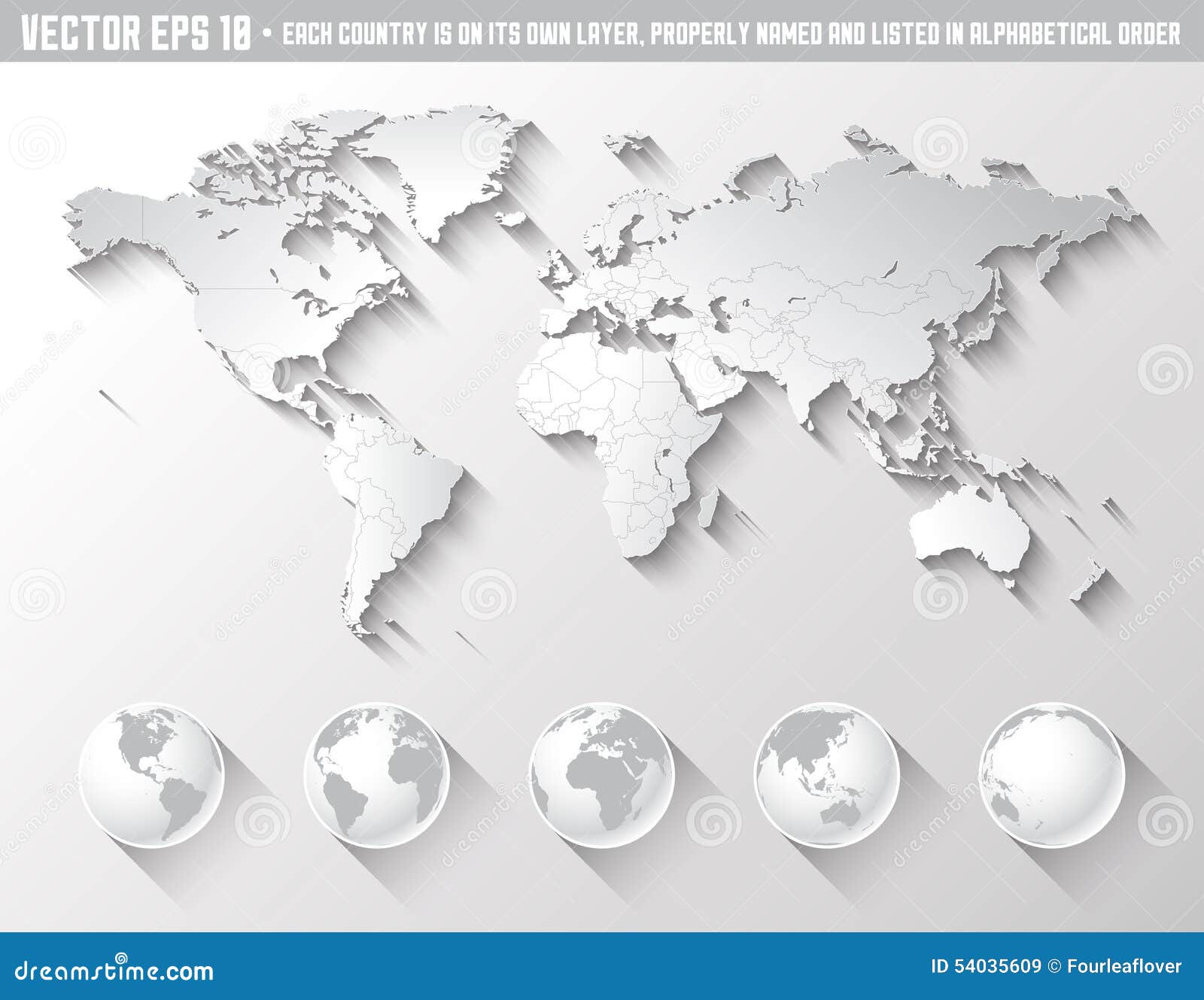 Mapa Do Mundo Liso Da Sombra Com Globos Ilustração do Vetor ...