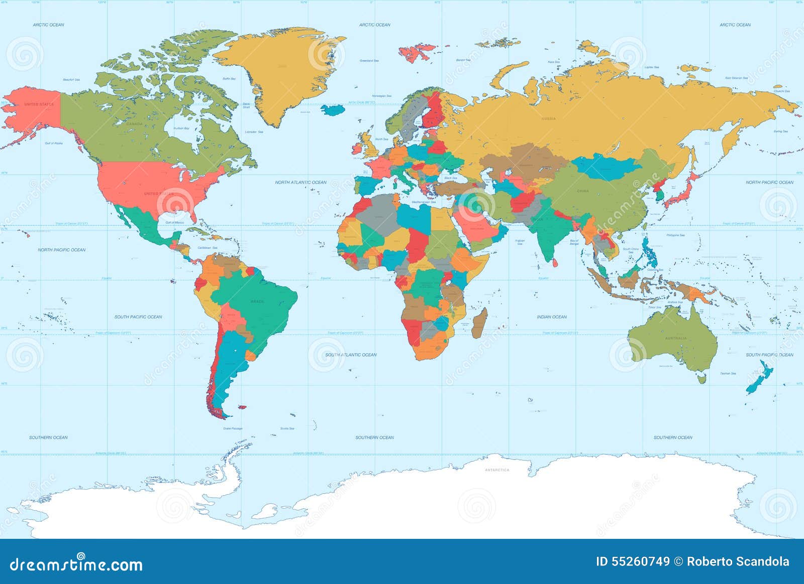 Mapa Do Mundo Liso Das Cores Ilustração do Vetor - Ilustração de grampo ...