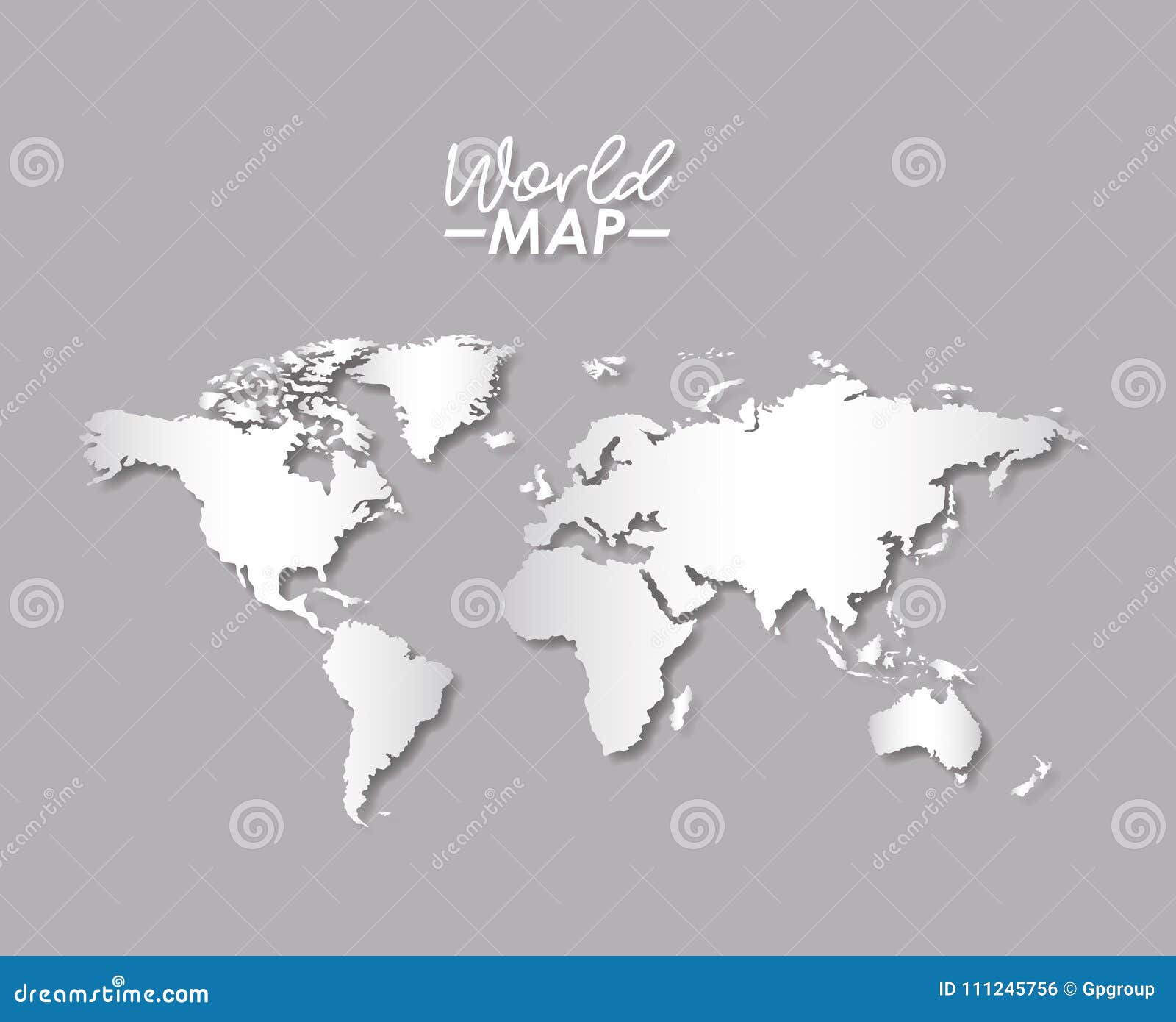 Mapa Do Mundo Na Silhueta Da Cor Do Grayscale Ilustração do Vetor ...